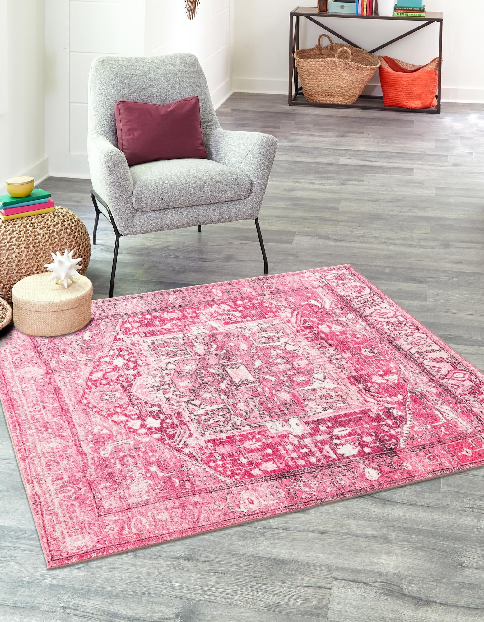 Plumrose Pink 7' 10 x 7' 10 Medina Square Rug | Rugs.com