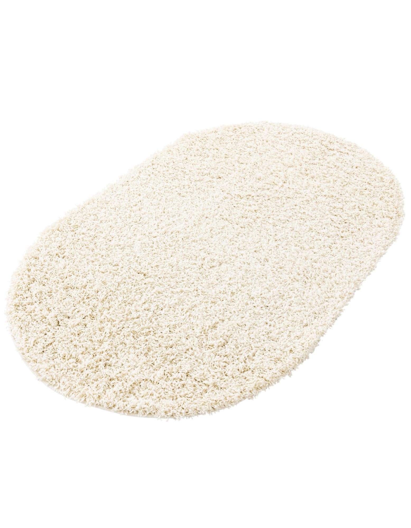 Pure Ivory 3' 3 x 5' 3 Solid Shag Oval Rug | Rugs.com