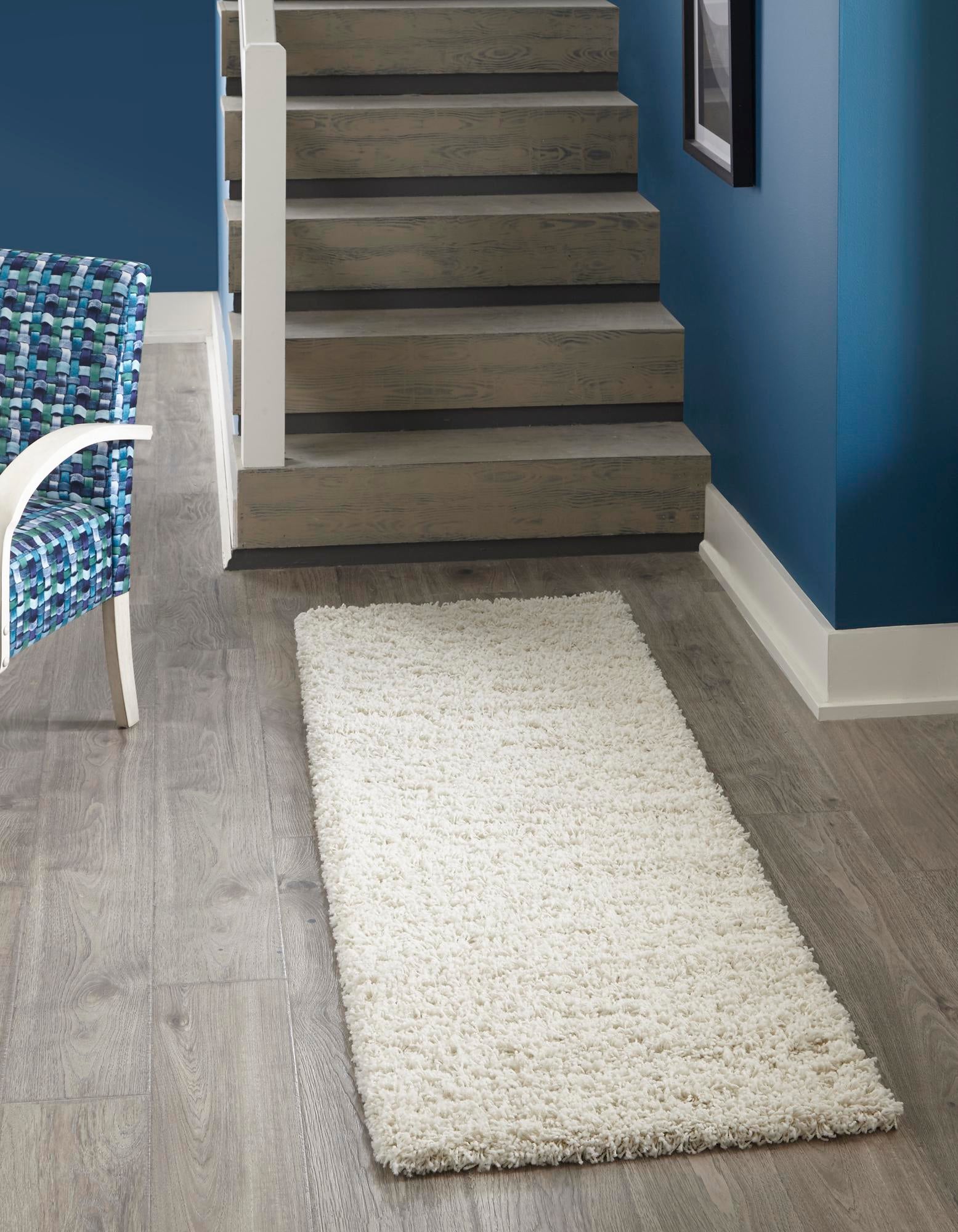 Pure Ivory 2' 7 x 10' Solid Shag Runner Rug | Rugs.com