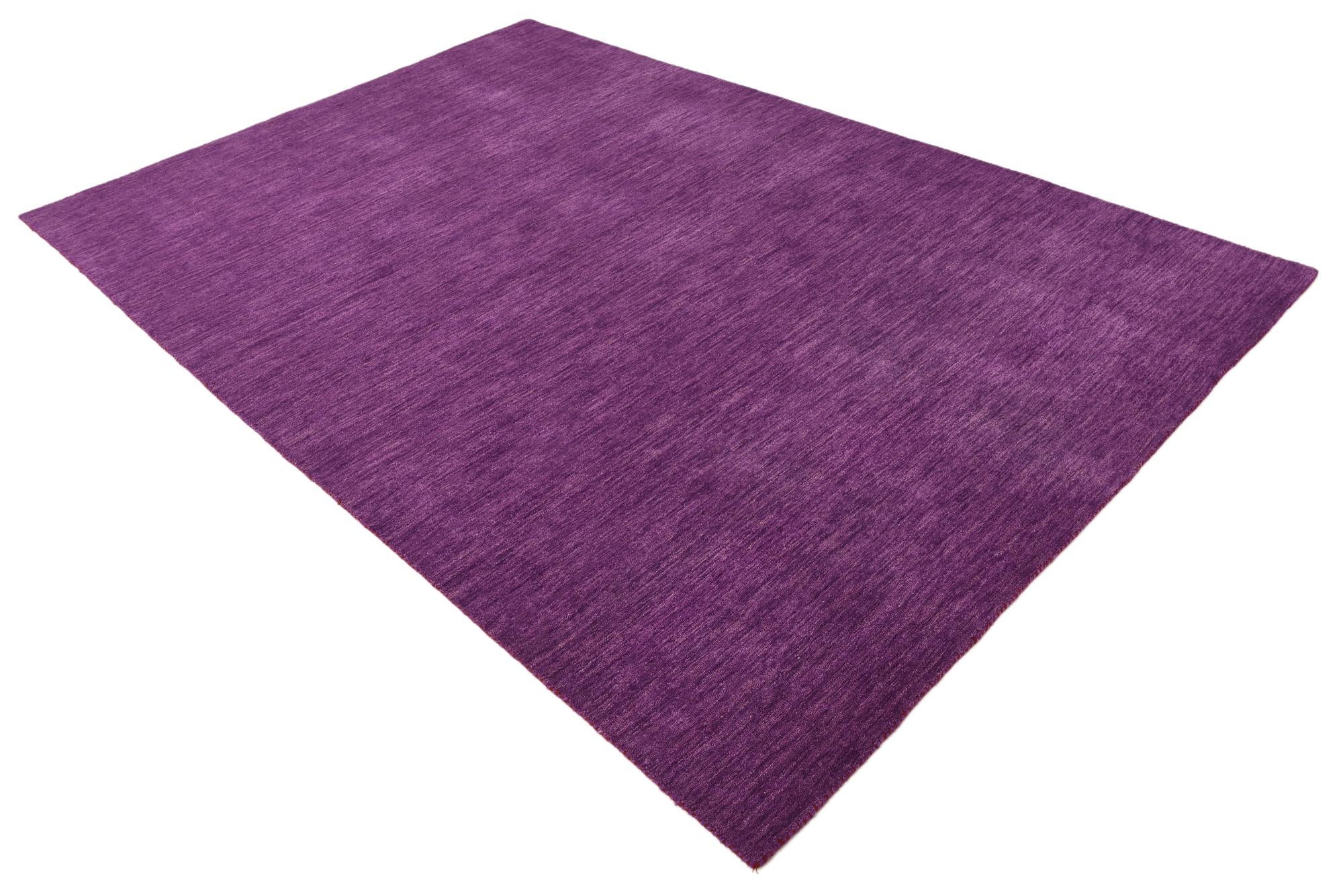 Purple 6' 7 x 9' 10 Hand Knotted Solid Gabbeh Wool Rug | Rugs.com