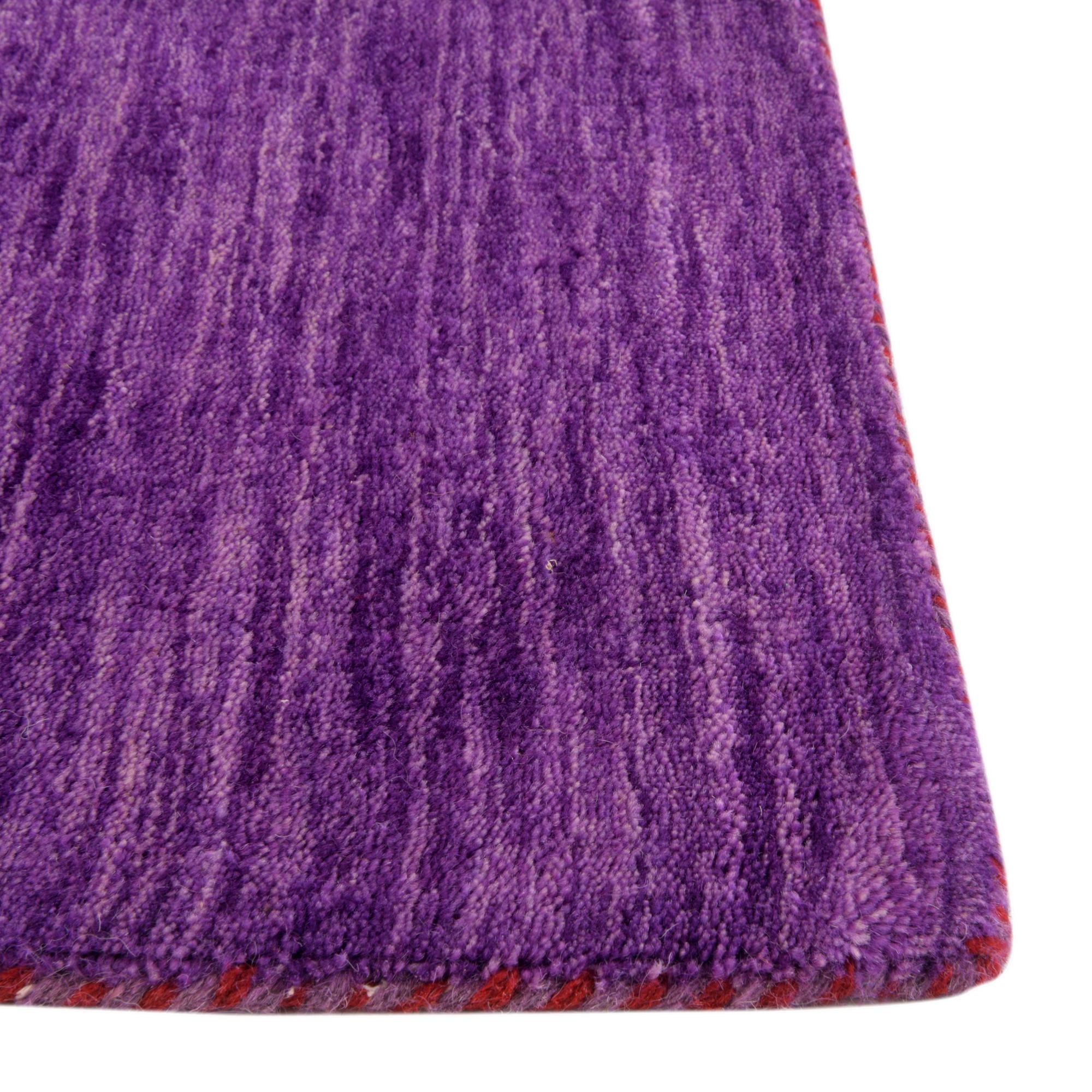 Purple 6' 7 x 9' 10 Hand Knotted Solid Gabbeh Wool Rug | Rugs.com