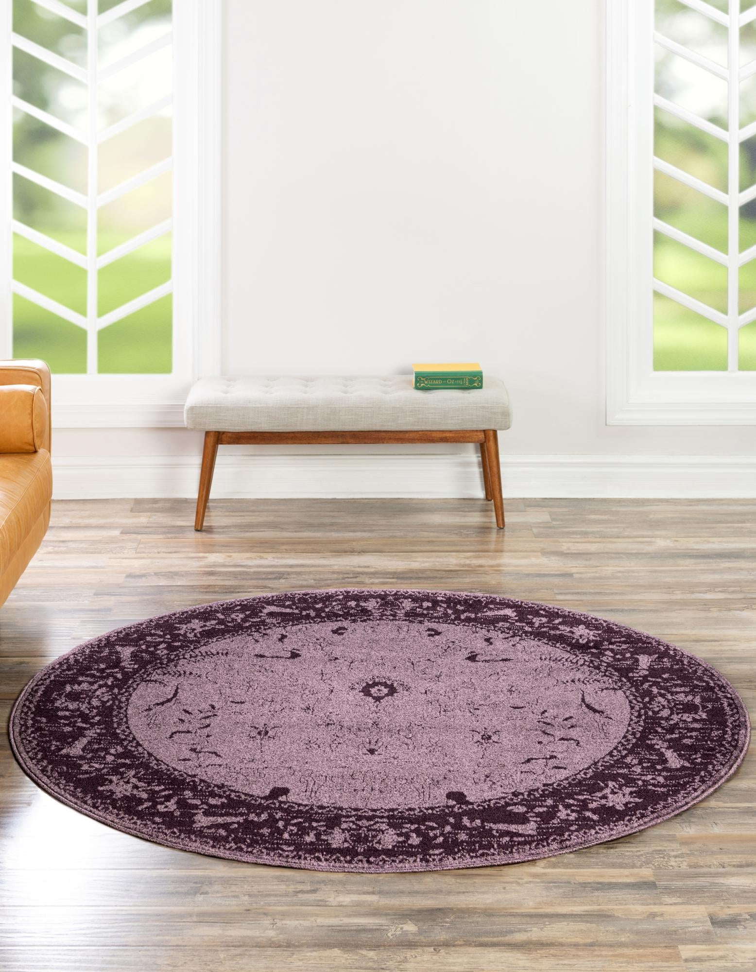 Purple 6' x 6' Miranda Round Rug | Rugs.com