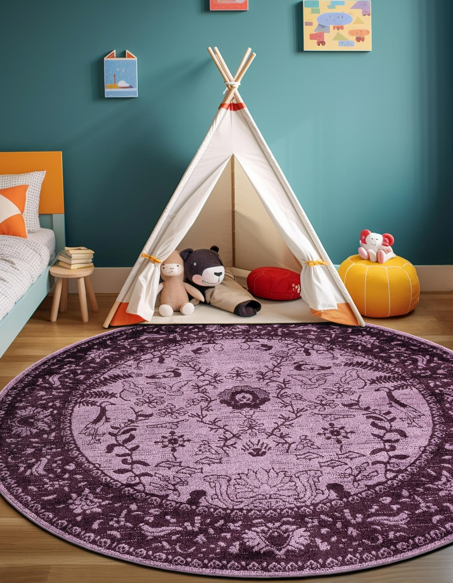 Purple 6' x 6' Miranda Round Rug | Rugs.com