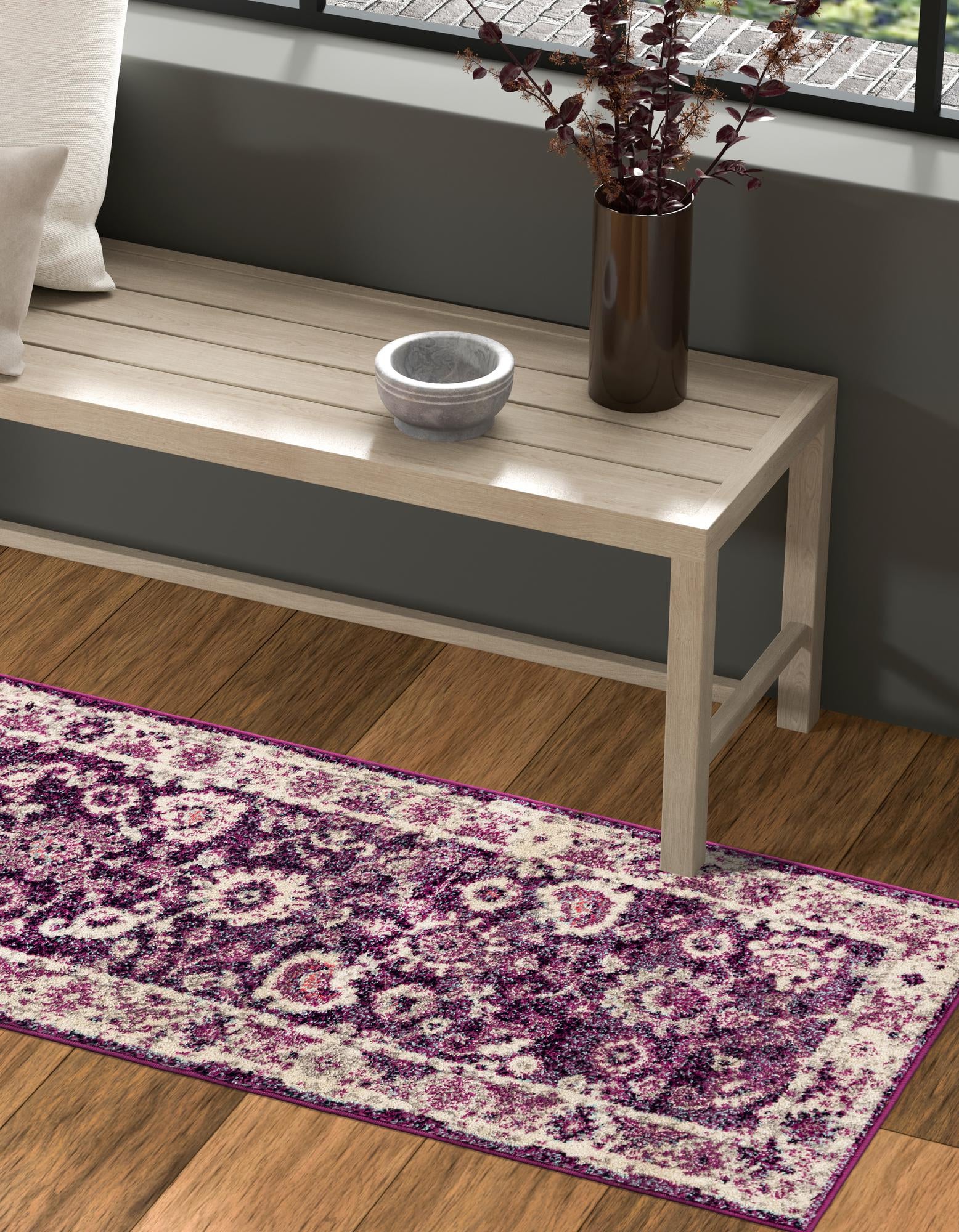 Purple 2' 2 x 6' Madeline Runner Rug | Rugs.com