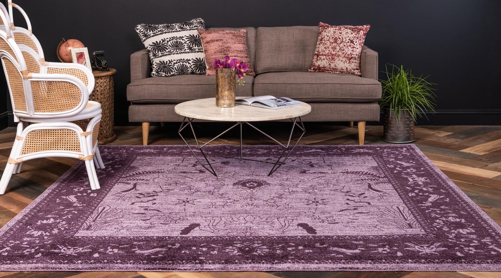 Purple 7' 10 x 7' 10 Miranda Square Rug | Rugs.com