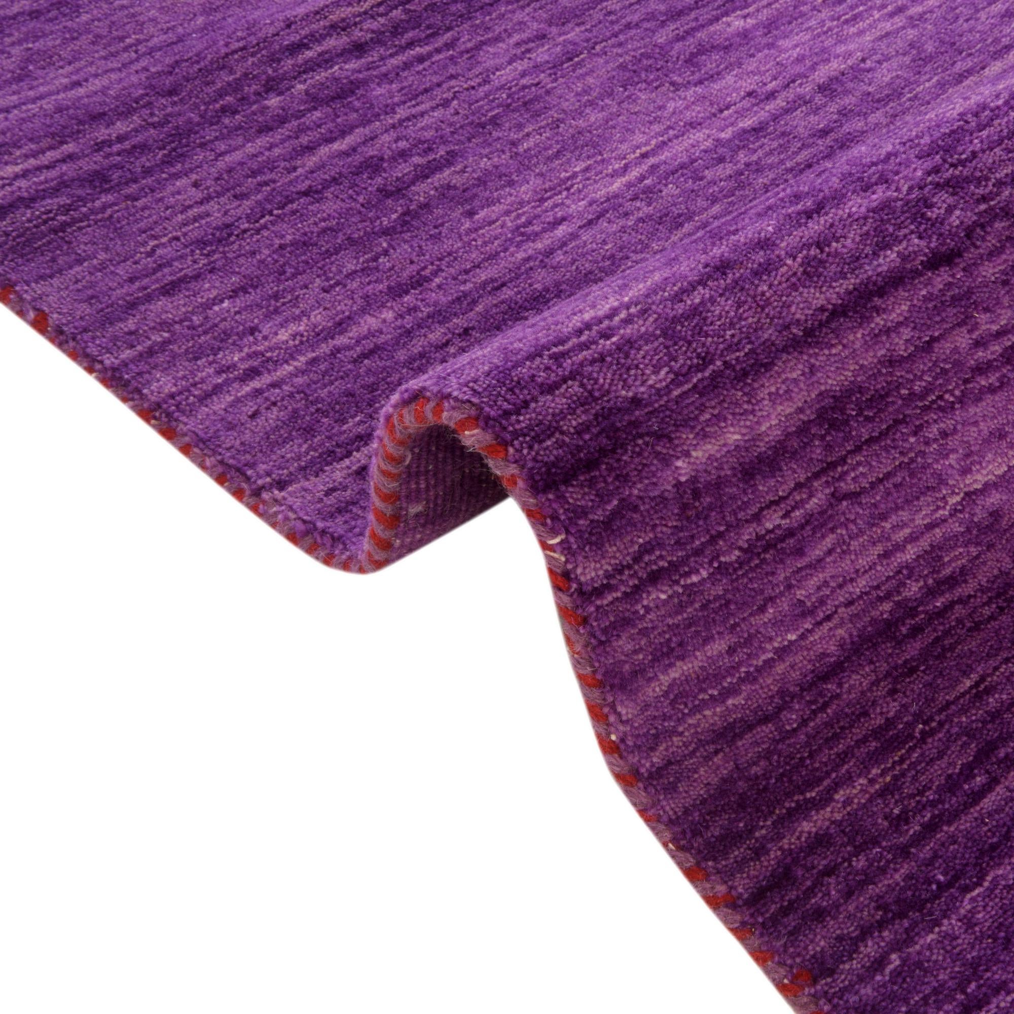 Purple 9' 10 x 9' 10 Hand Knotted Solid Gabbeh Wool Square Rug | Rugs.com