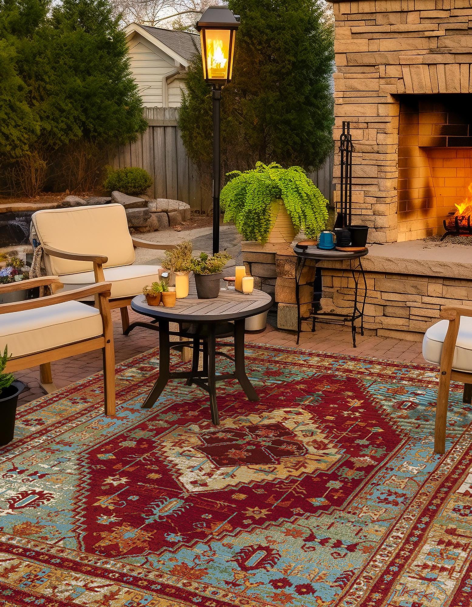 Red Green Blue 10' x 10' Traditional Indoor / Outdoor Square Rug | Rugs.com