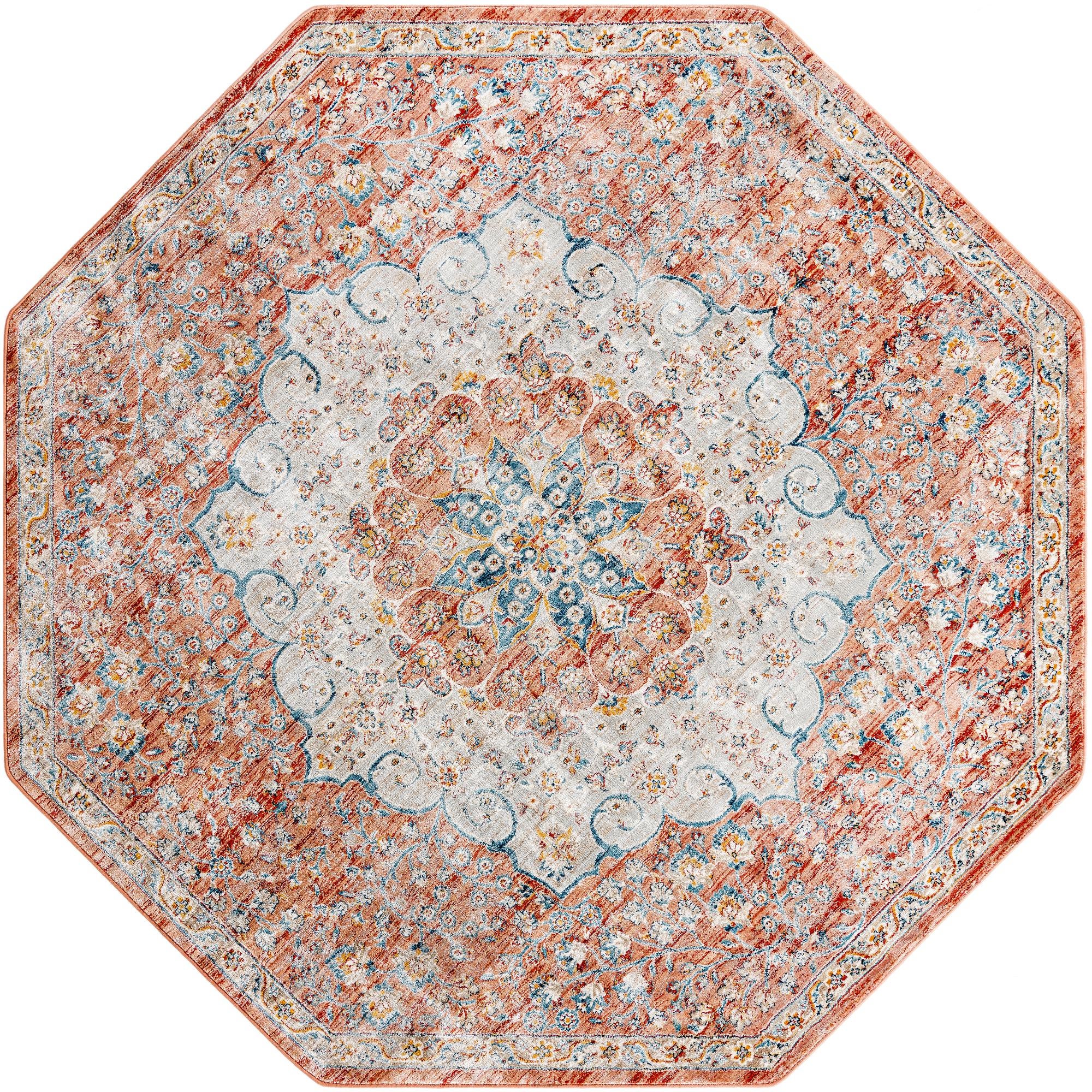 Red 7' x 7' Newport Octagon Rug | Rugs.com