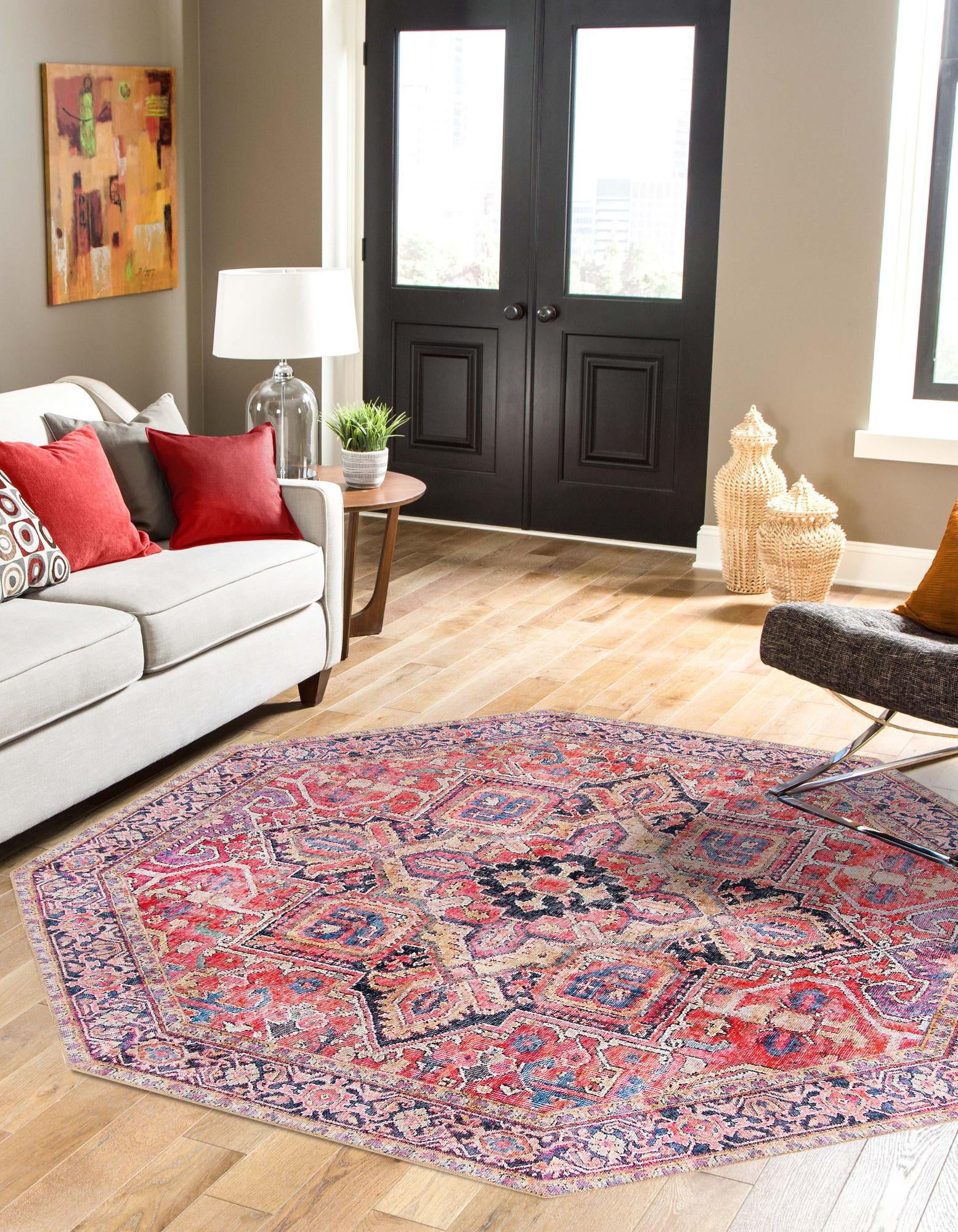 Red 5' x 5' Timeless Octagon Rug | Rugs.com