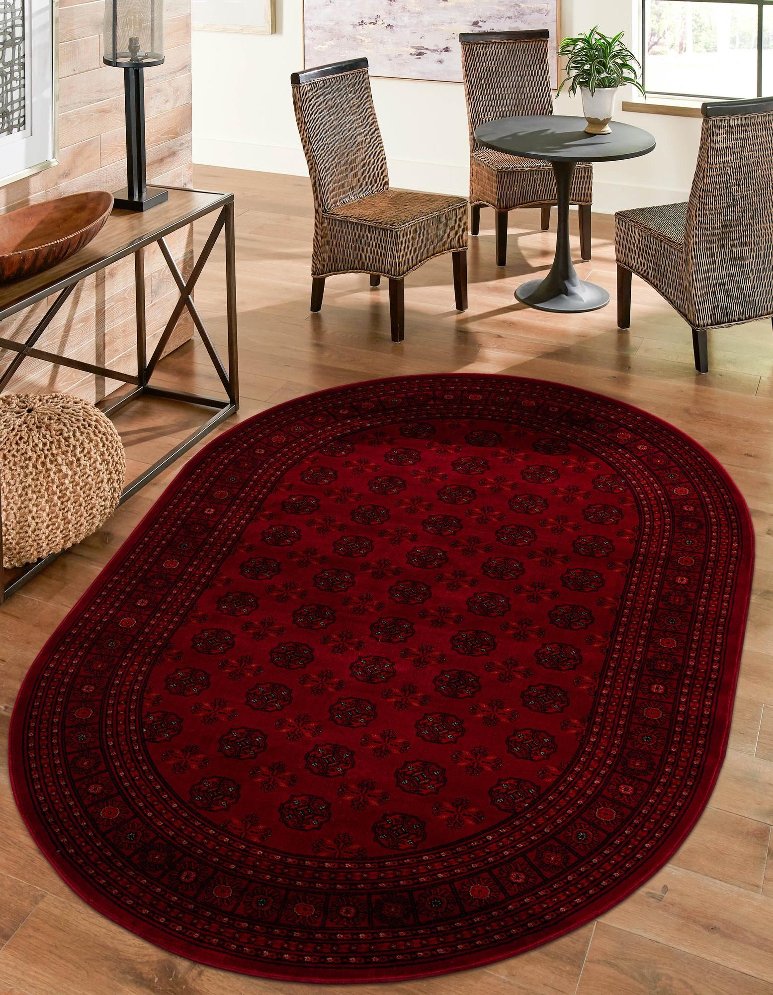Red 7' 10 x 10' Bokhara Oval Rug | Rugs.com