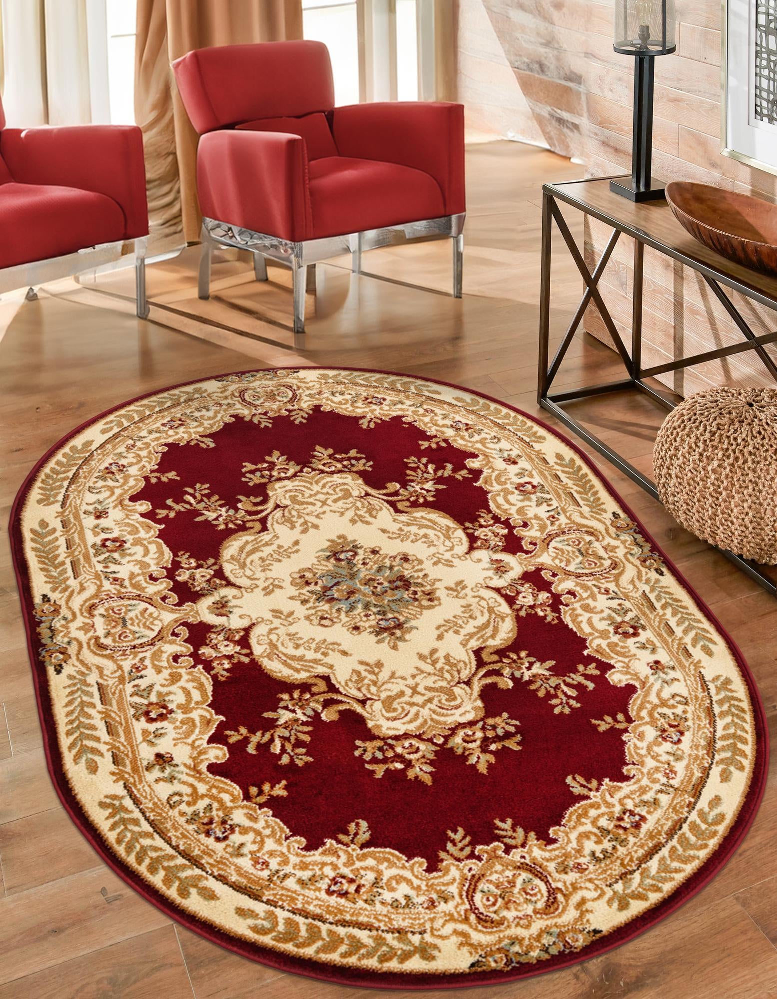 Red 4' x 6' Chateau Oval Rug | Rugs.com