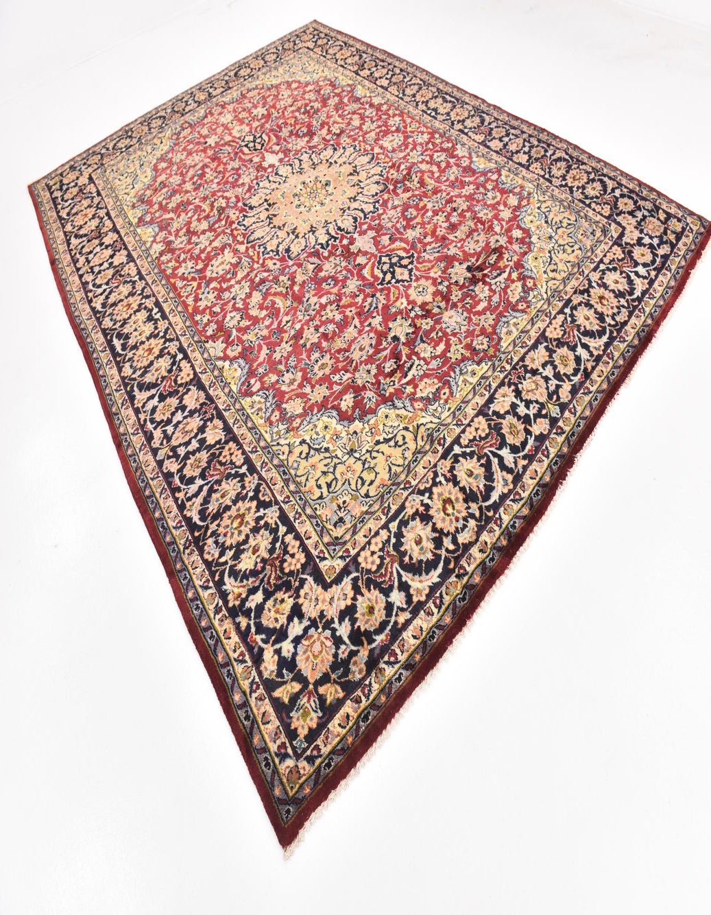 Red 9' 10 x 13' 3 Hand Knotted Isfahan Persian Wool Rug | Rugs.com