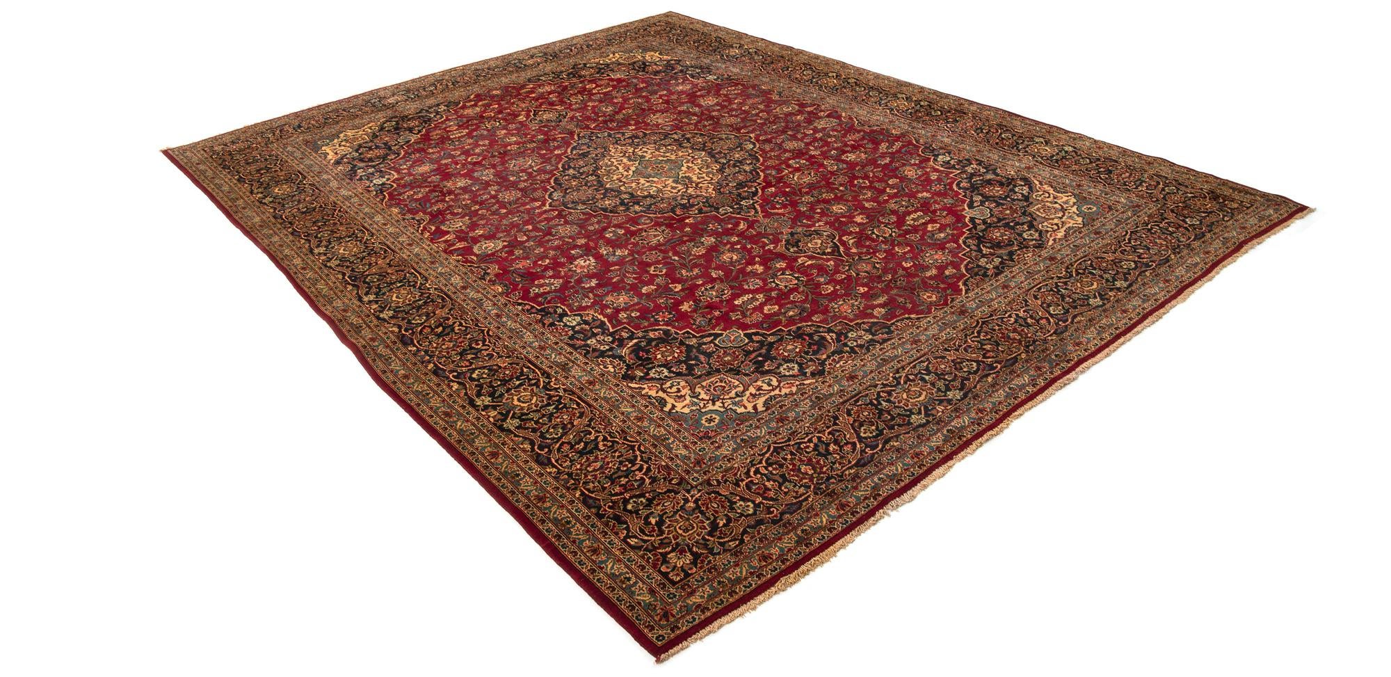 Red 10' 6 x 14' Hand Knotted Kashan Persian Wool Rug | Rugs.com
