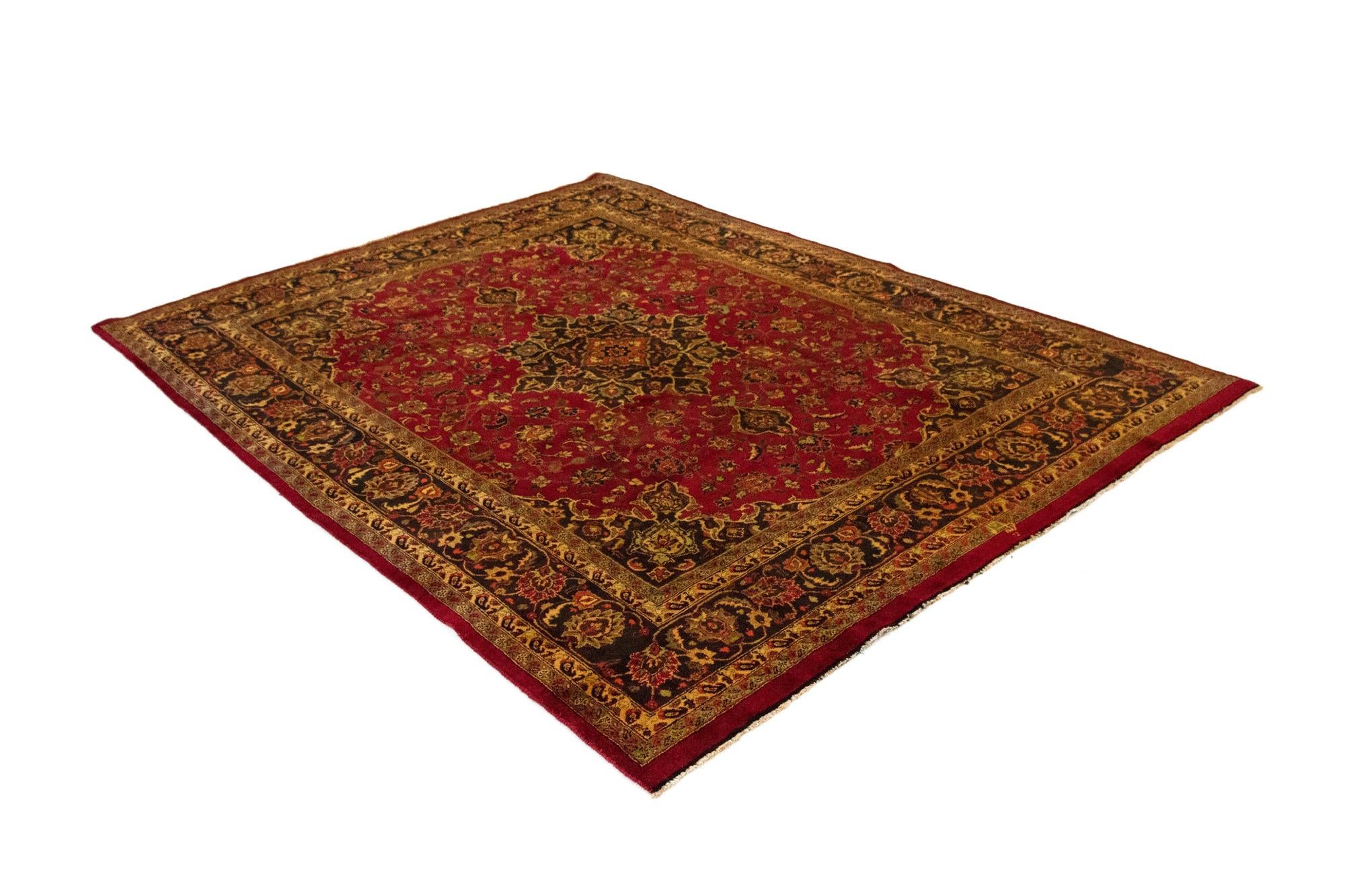 Red 7' 10 x 10' 3 Hand Knotted Mashad Persian Wool Rug | Rugs.com