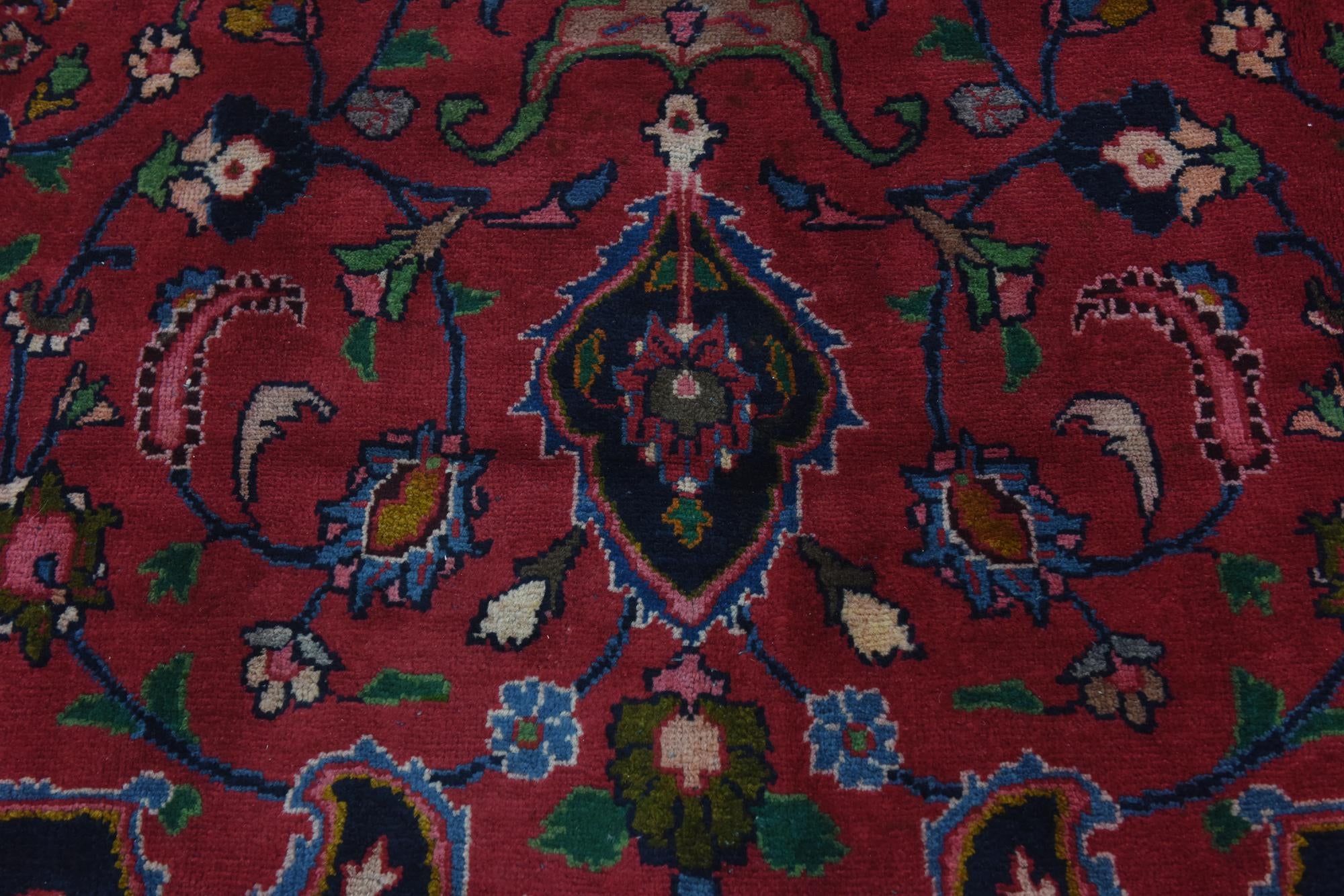 Red 7' 7 x 11' 6 Hand Knotted Mashad Persian Wool Rug | Rugs.com