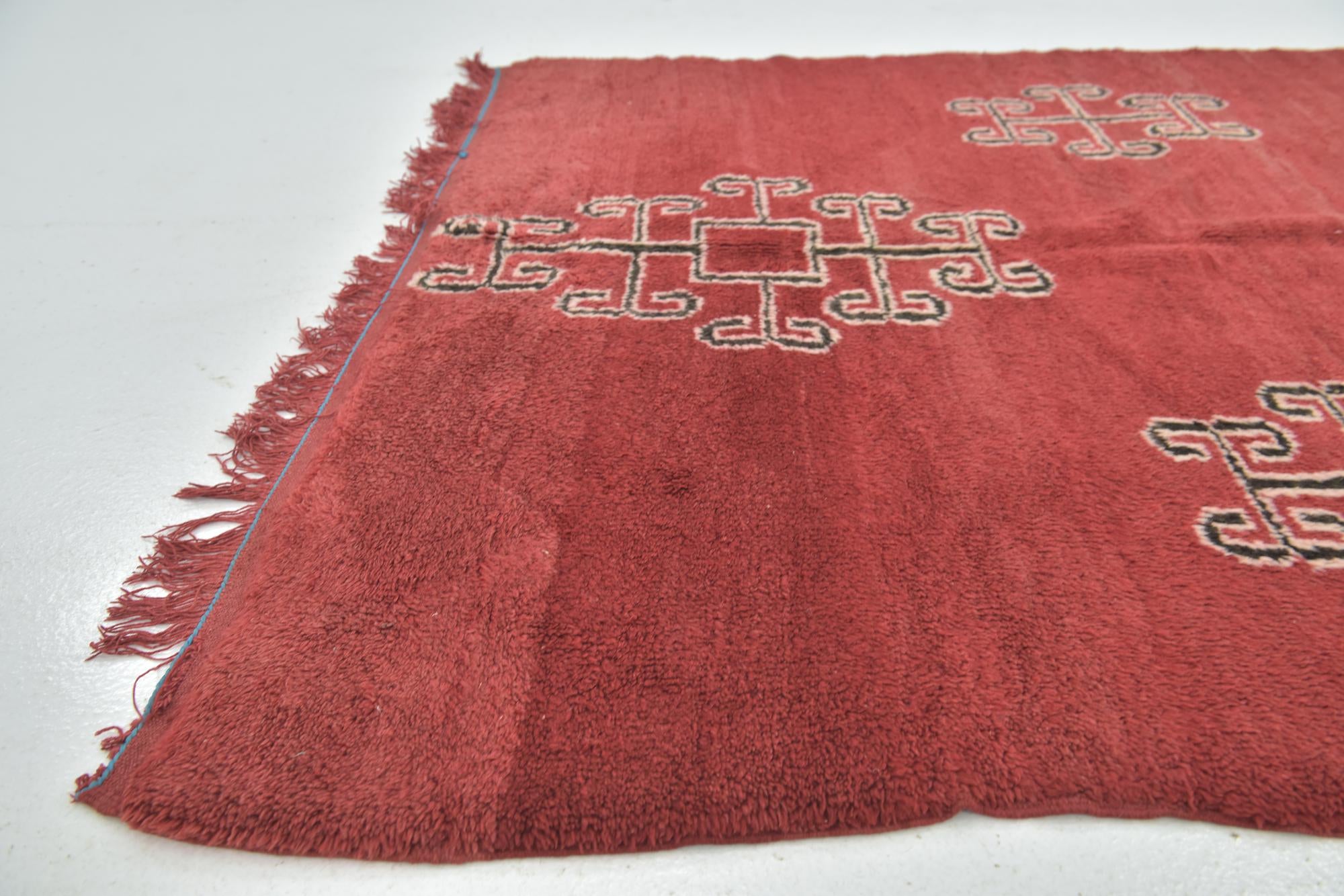 Red 4' 10 x 5' 9 Hand Knotted Moroccan Wool Rug | Rugs.com