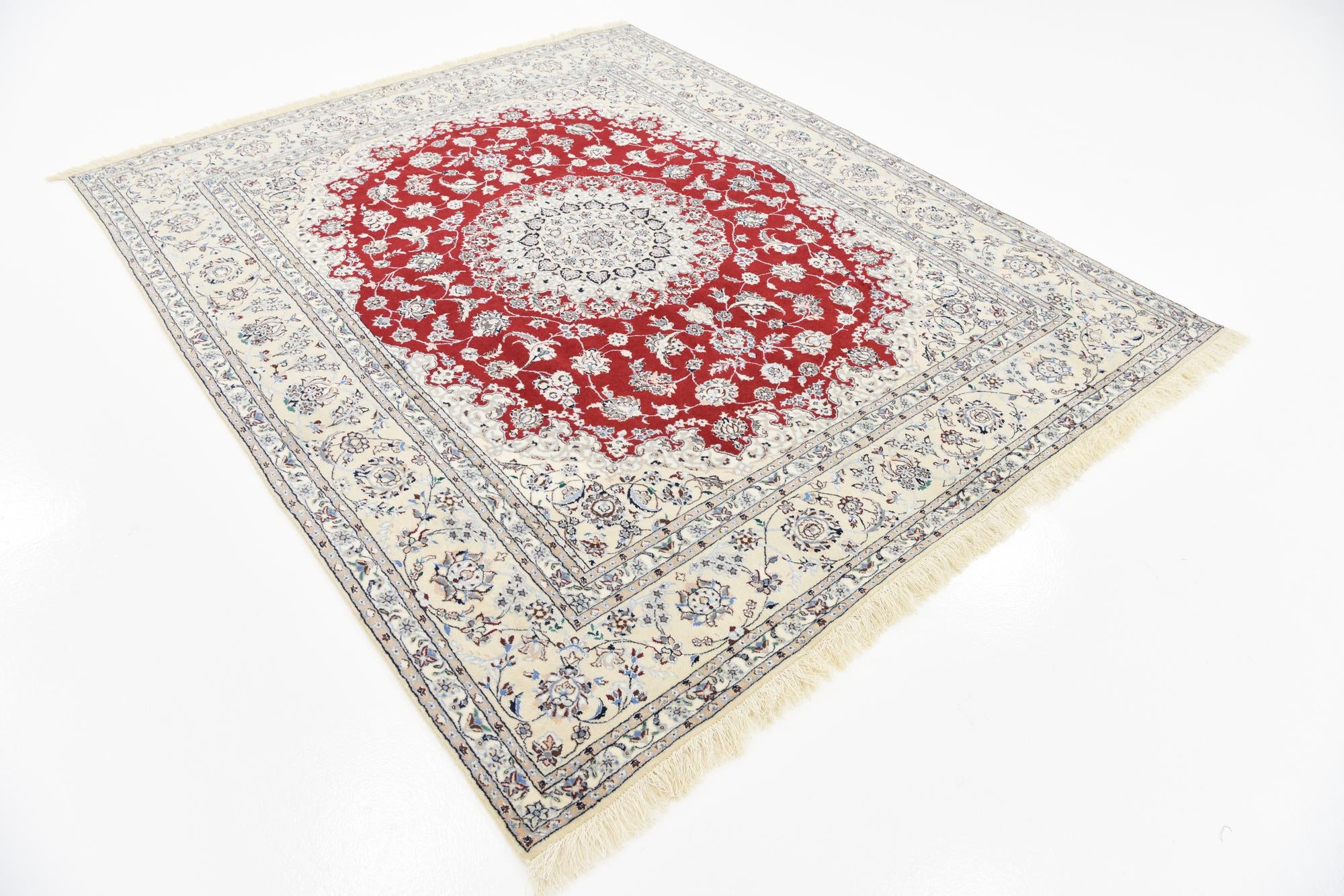 Red 5' 9 x 7' Hand Knotted Nain Persian Rug | Rugs.com