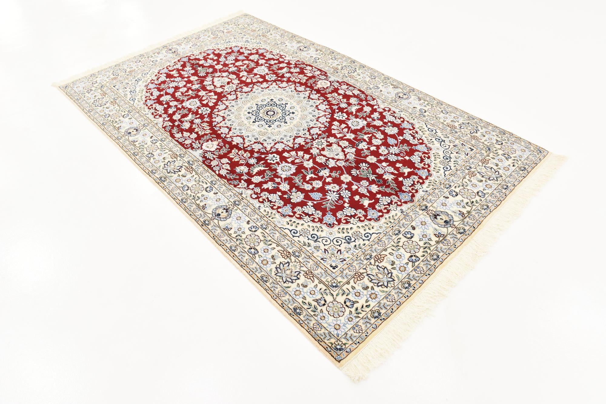 Red 4' 11 x 8' Hand Knotted Nain Persian Rug | Rugs.com