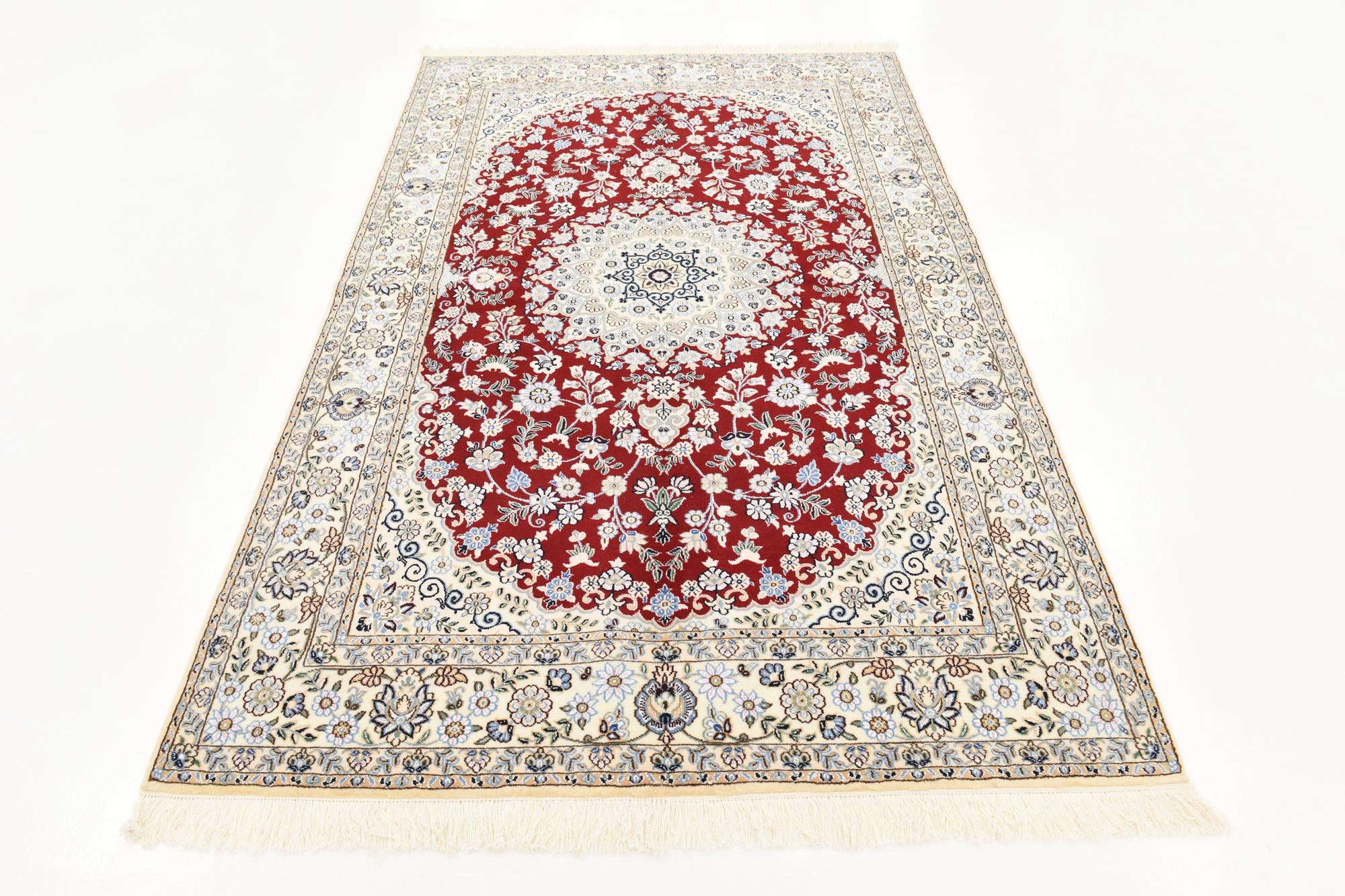 Red 4' 11 x 8' Hand Knotted Nain Persian Rug | Rugs.com