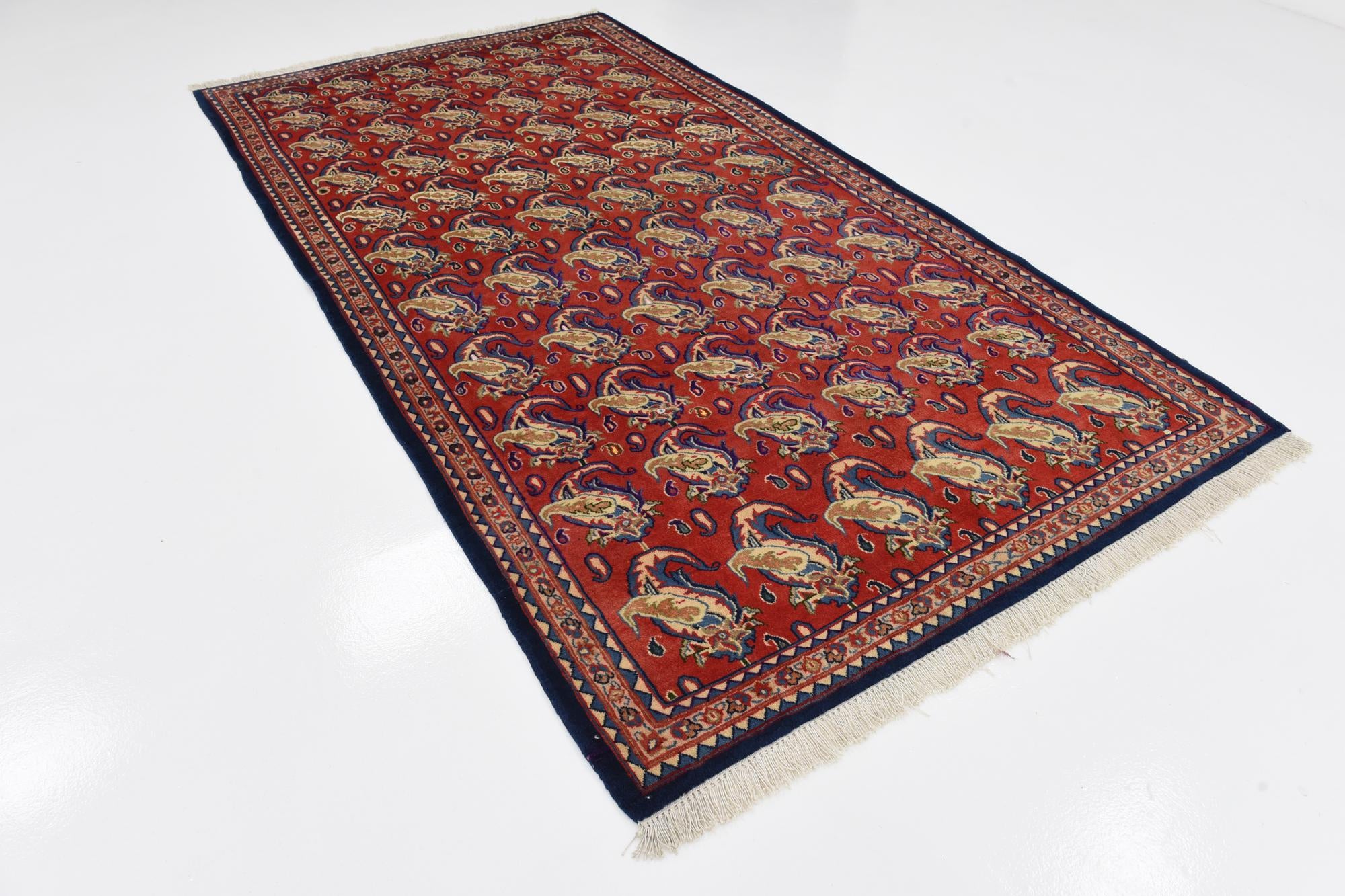 Red 4' 9 x 9' Hand Knotted Yazd Persian Wool Rug | Rugs.com