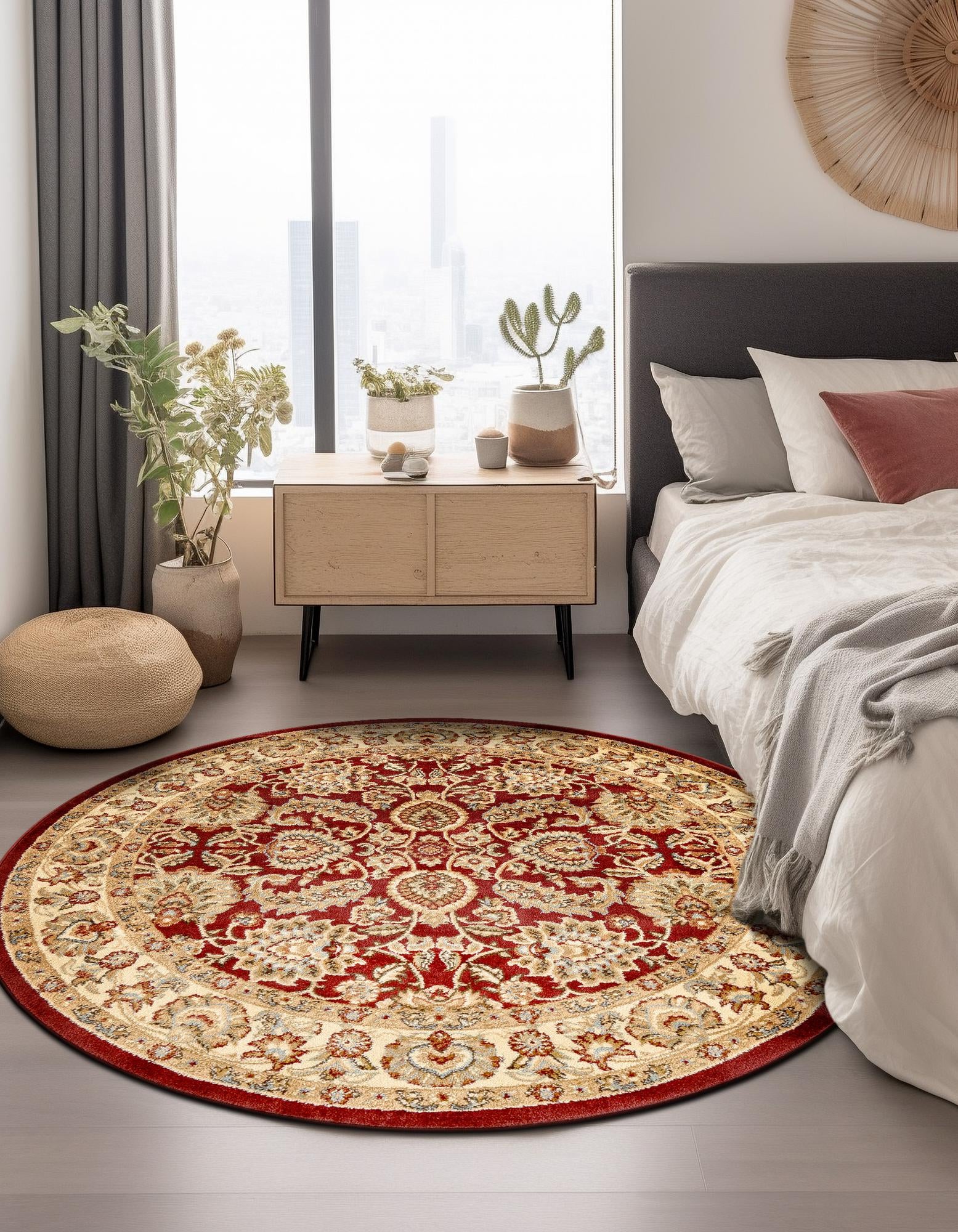 Red 7' 10 x 7' 10 Aditi Round Rug | Rugs.com