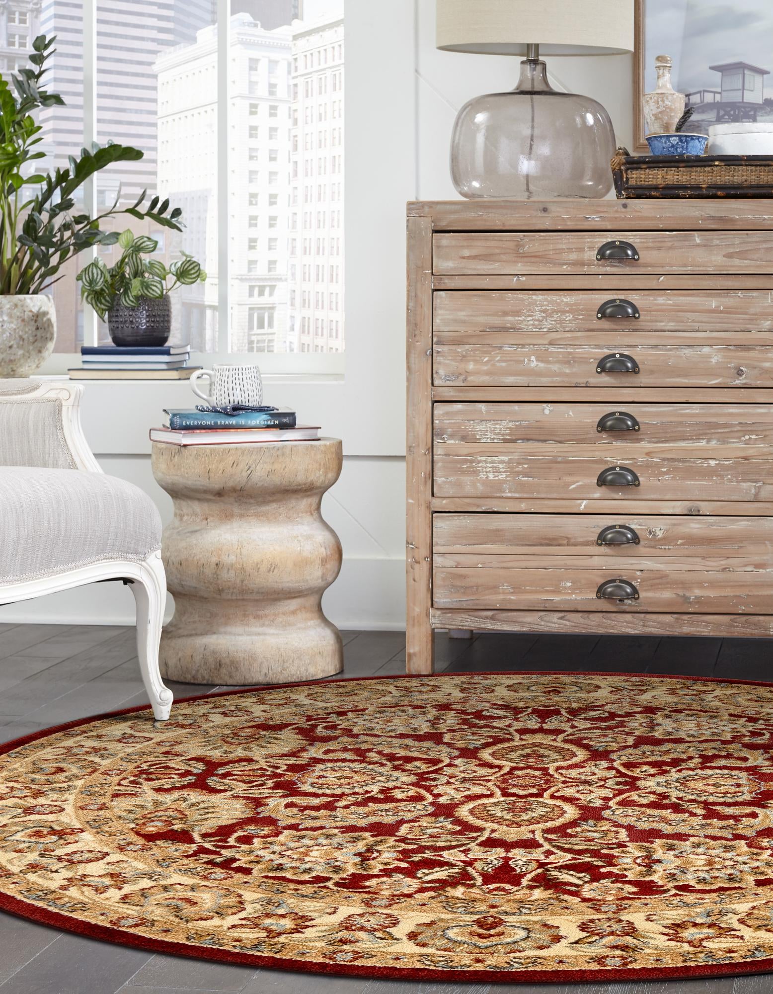 Red 7' 10 x 7' 10 Aditi Round Rug | Rugs.com