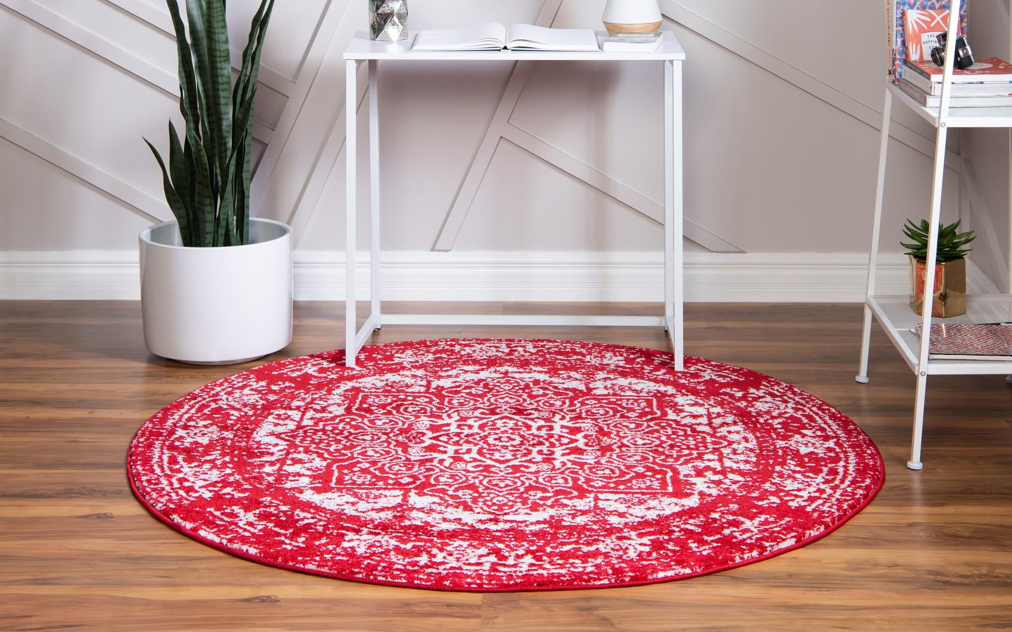 Red 5' 3 x 5' 3 Arlington Round Rug | Rugs.com