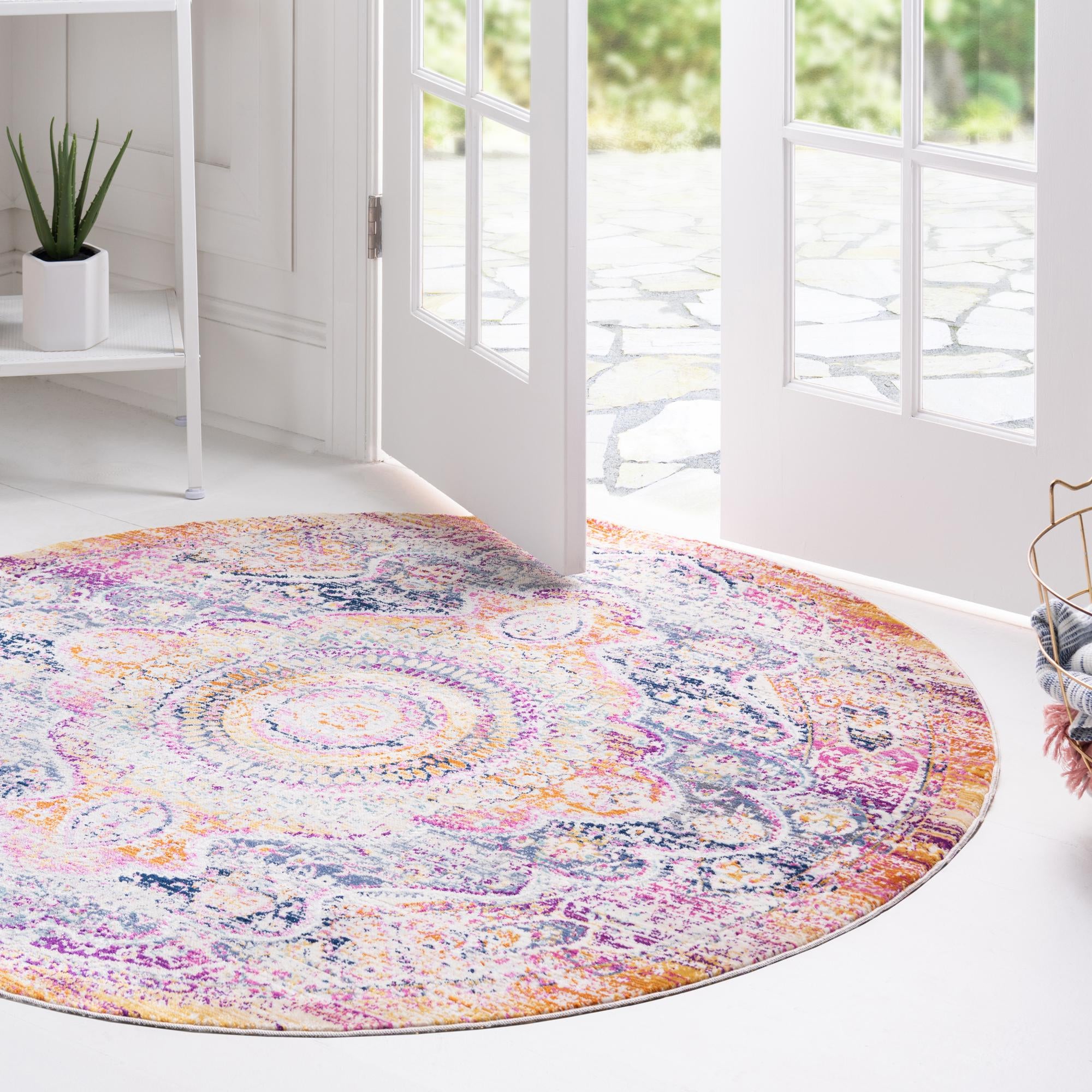 Terracotta 5' x 5' Solid Shag Round Rug | Rugs.com