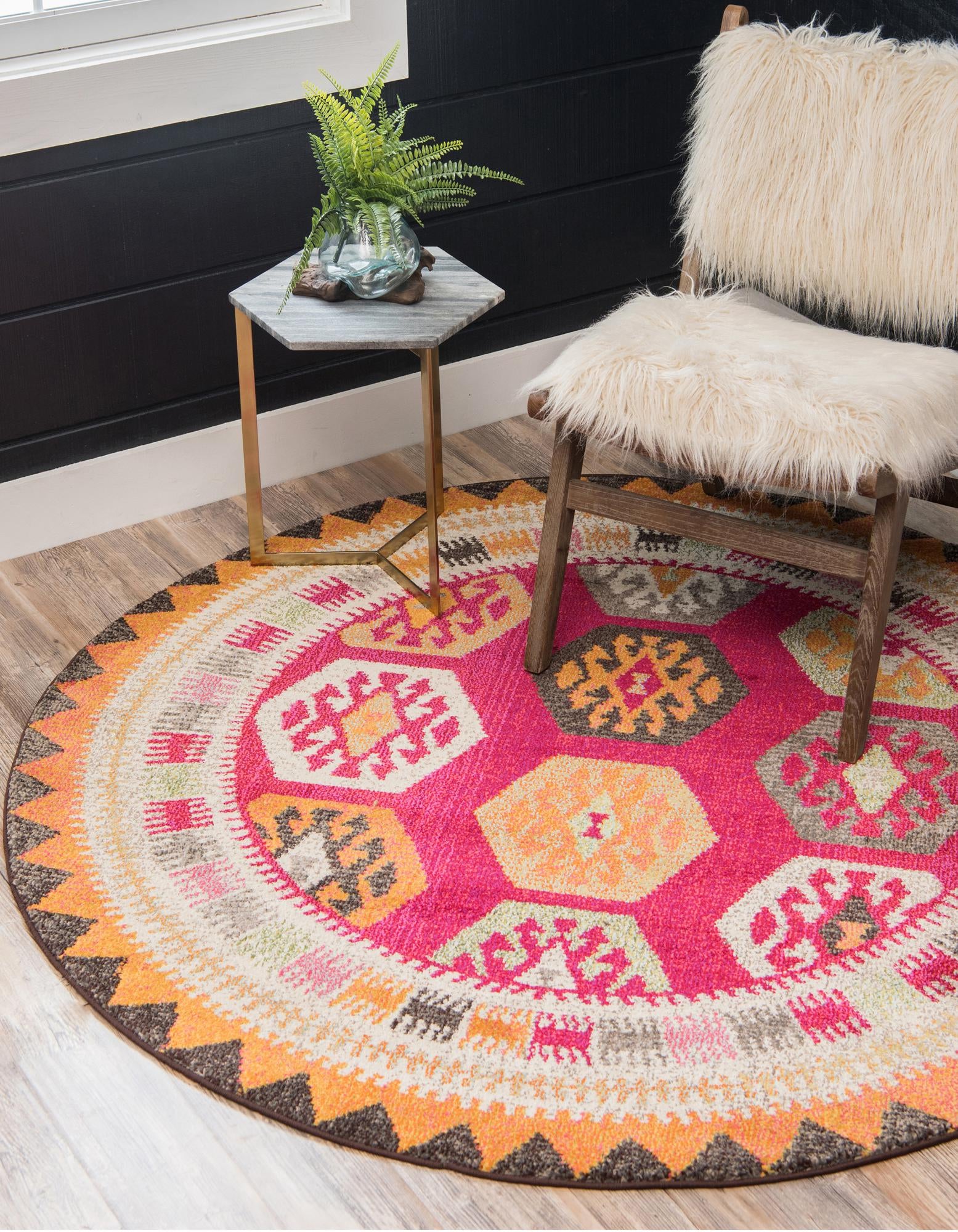 Multicolor 6' x 6' Mesa Round Rug | Rugs.com