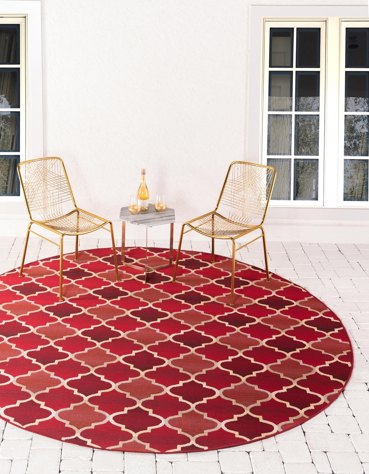 Multicolor 8' x 8' Modern Outdoor Round Rug | Rugs.com