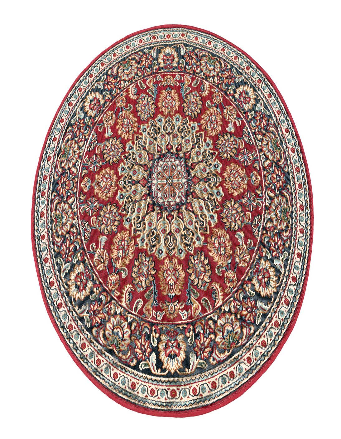 Red 3' 3 x 3' 3 Washable Traditional Indoor / Outdoor Round Rug | Rugs.com