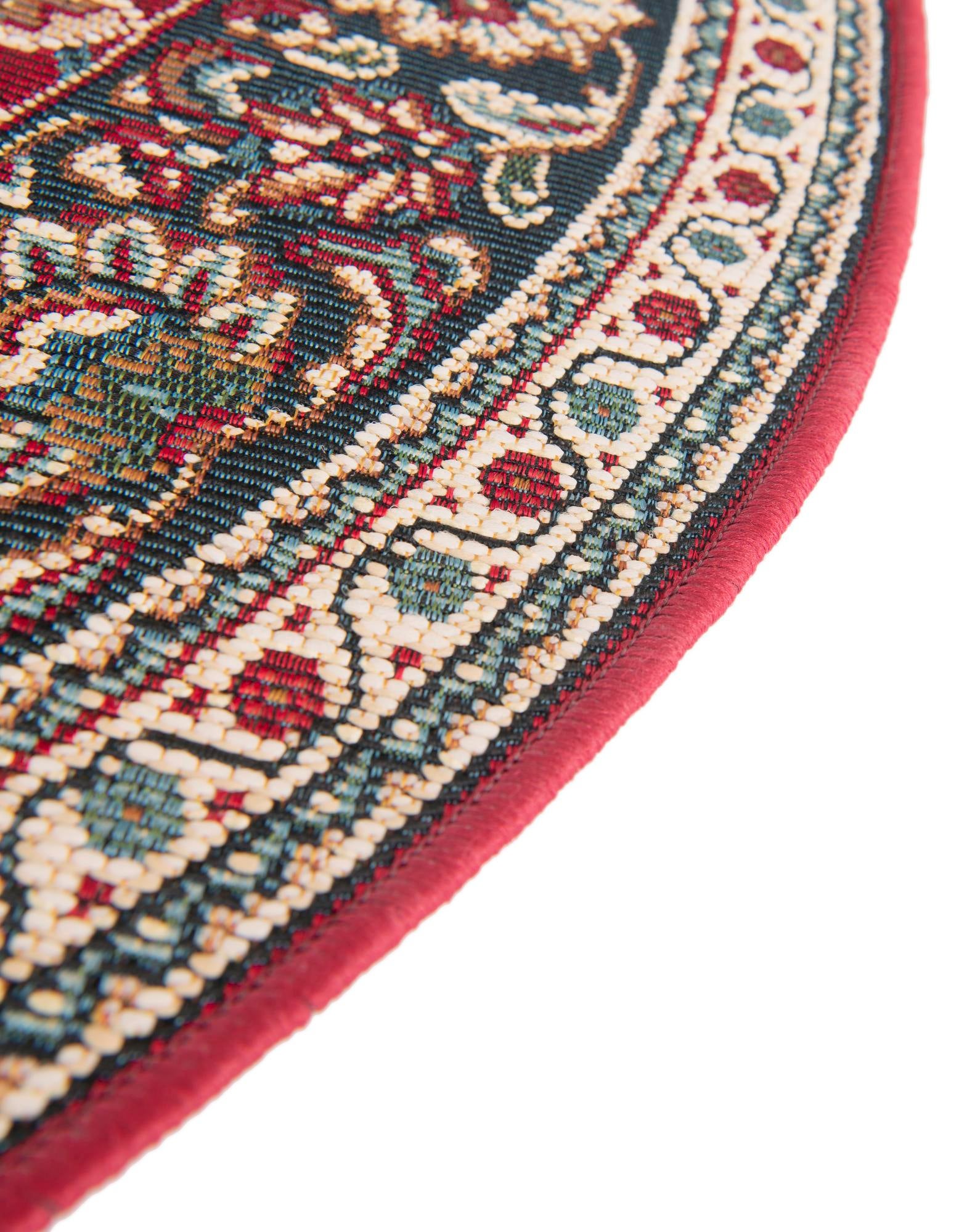 Red 3' 3 x 3' 3 Traditional Indoor / Outdoor Round Rug | Rugs.com