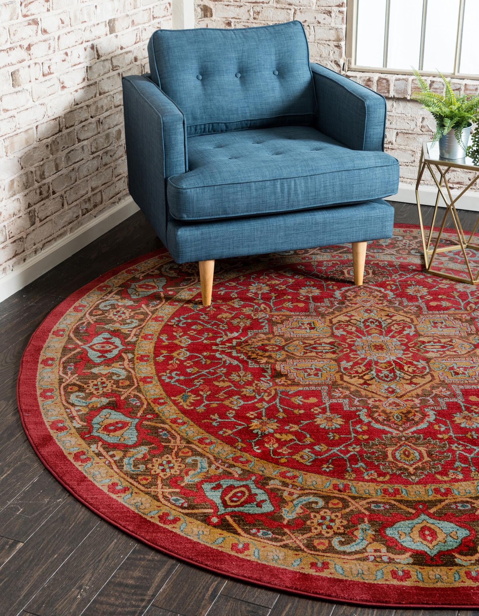 Red 6' x 6' Sara Round Rug | Rugs.com