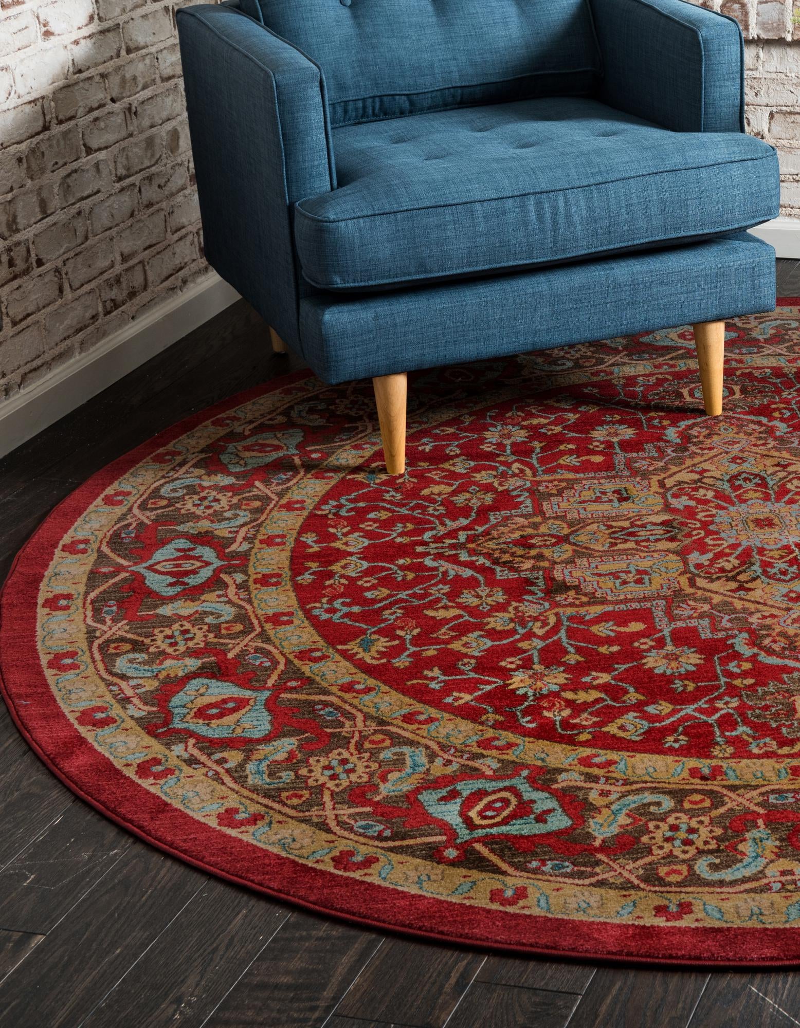 Red 6' x 6' Sara Round Rug | Rugs.com