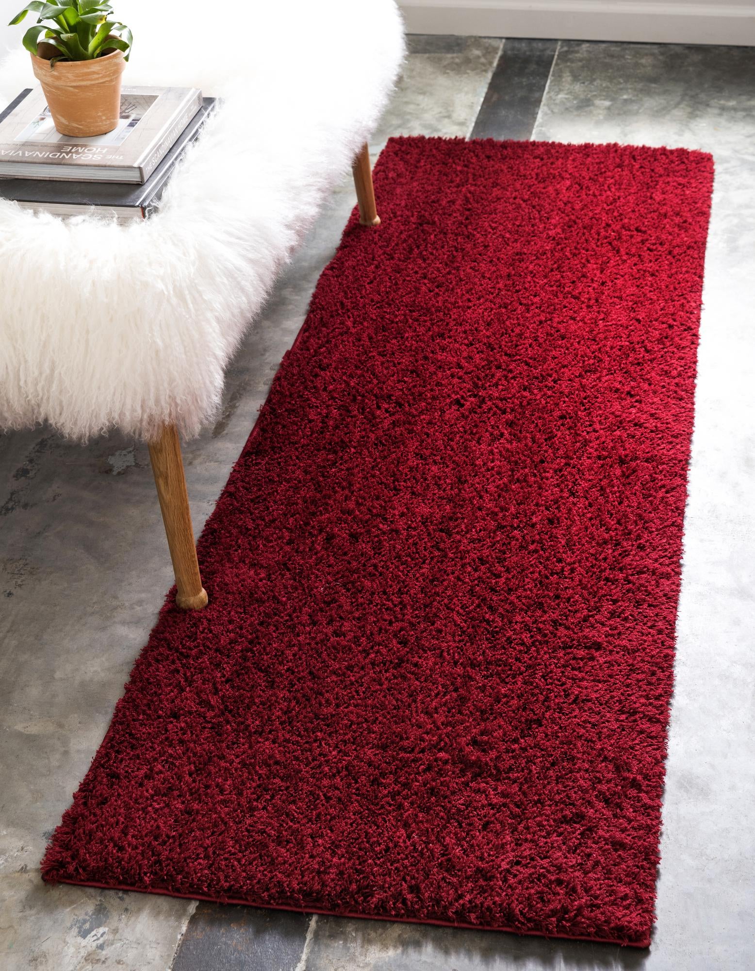 Red 2' 2 x 13' Solid Frieze Runner Rug | Rugs.com