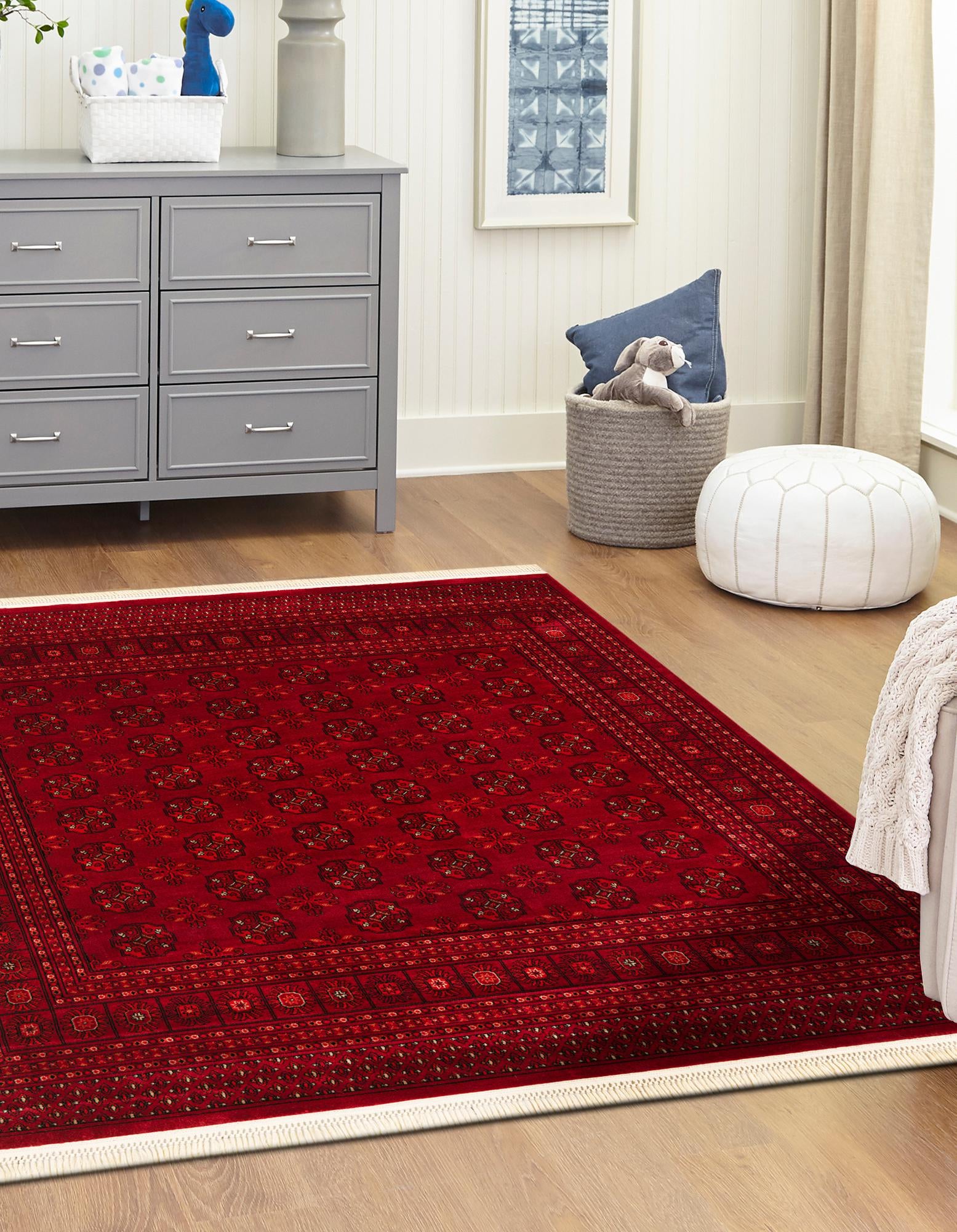 Red 7' 10 x 7' 10 Bokhara Square Rug | Rugs.com