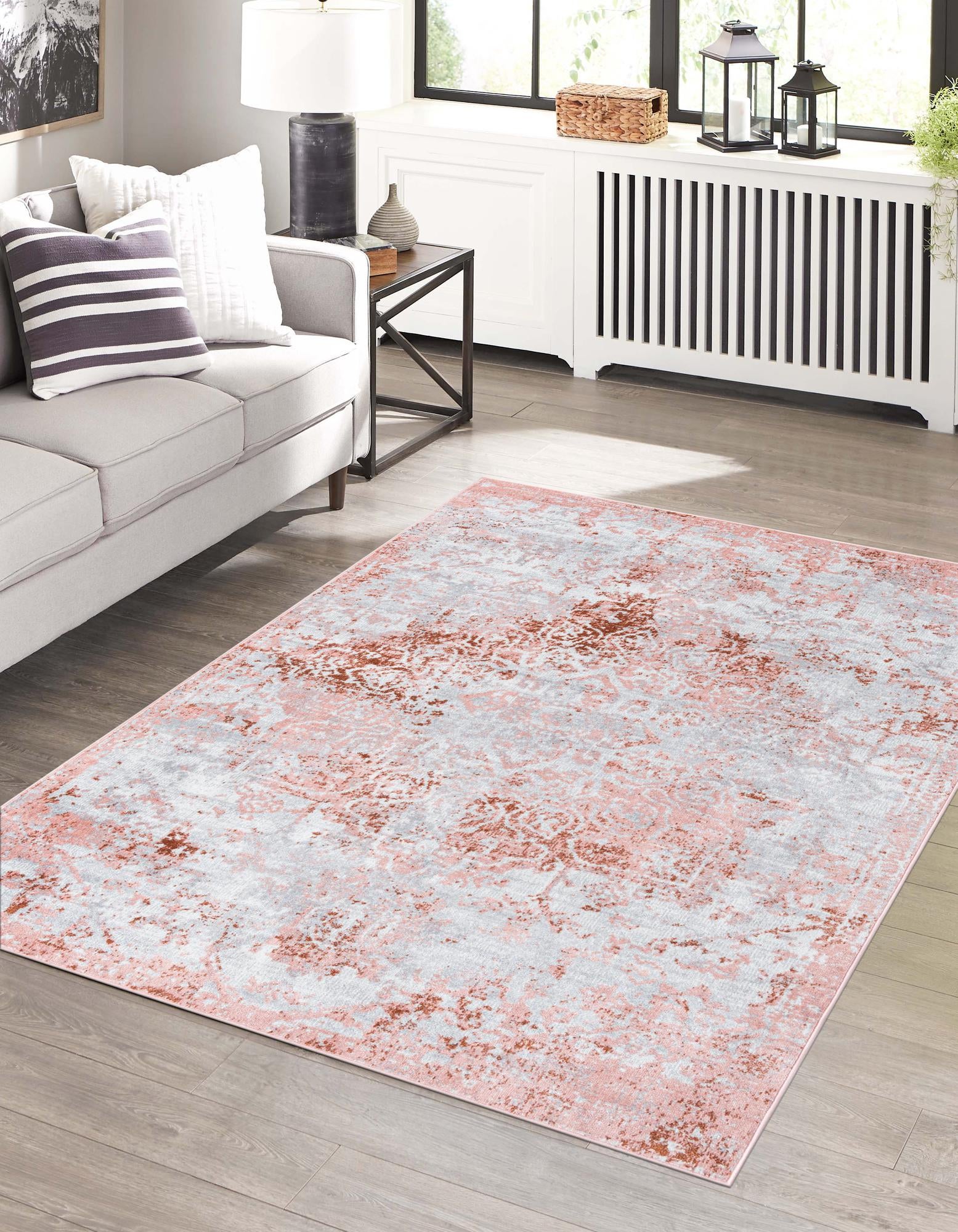 Rose Pink 9' x 12' Kamala Washable Rug | Rugs.com