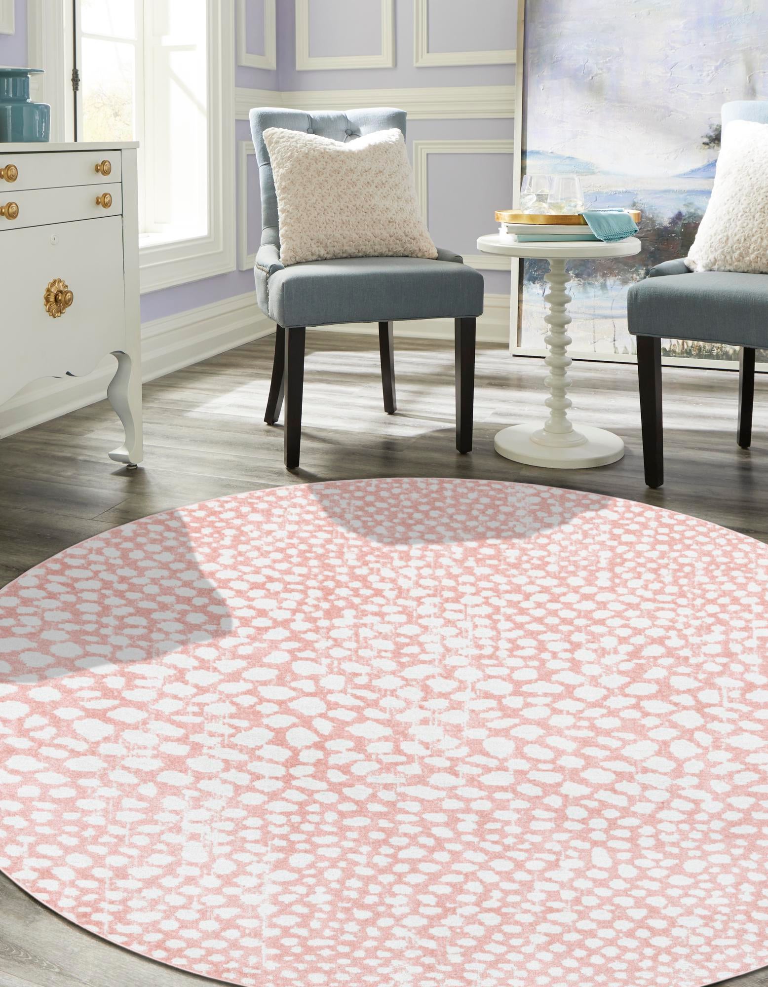 Rose Pink 5' 3 x 5' 3 Kamala Washable Round Rug | Rugs.com