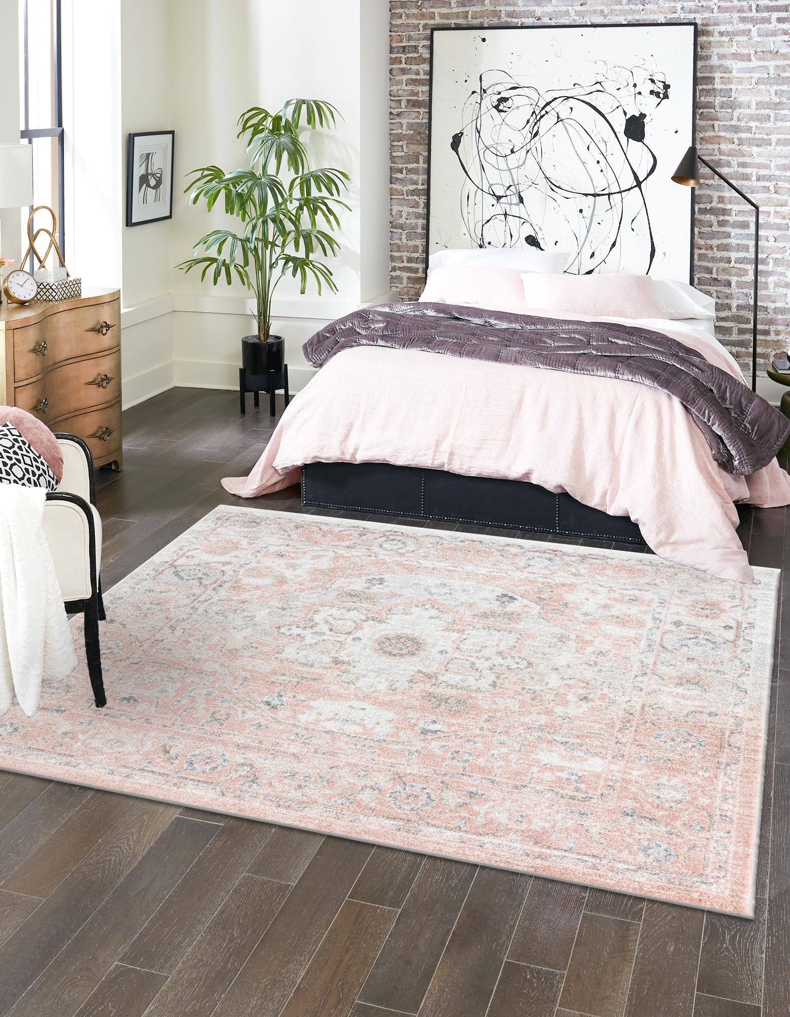Rose Pink 7' 10 x 7' 10 Madeline Vintage Square Rug | Rugs.com