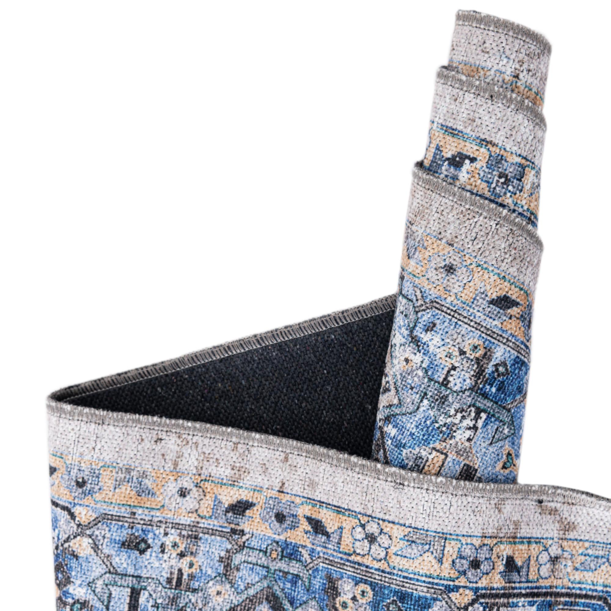 Royal Blue 2' x 6' Washable Yara Runner Rug | Rugs.com