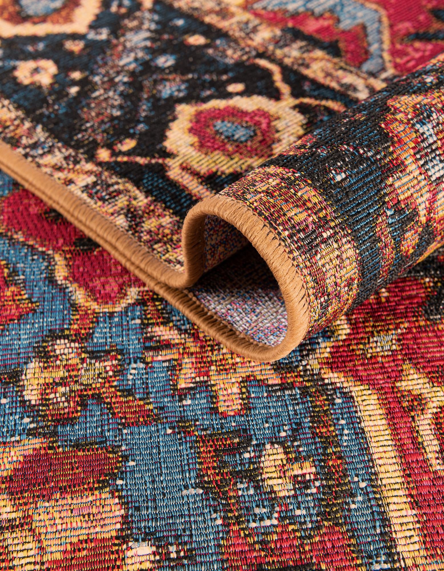 Rust Red and Blue 4' x 6' Traditional Indoor / Outdoor Rug | Rugs.com