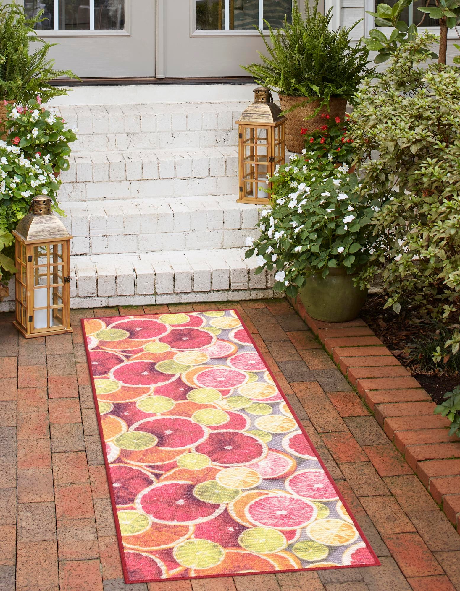 Rust Red and Yellow 2' x 8' Jill Zarin Caribbean Indoor / Outdoor ...