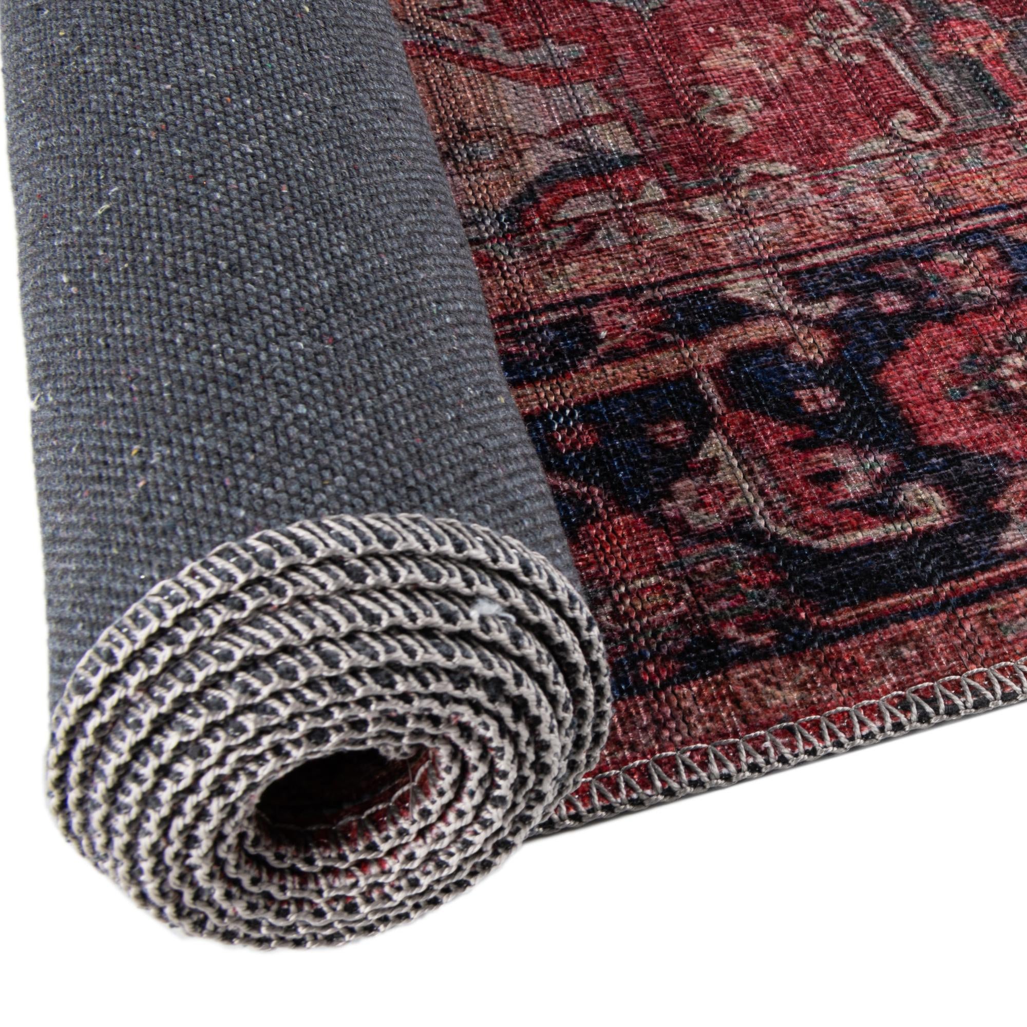 Rust Red 4' x 6' Washable Maahru Oval Rug | Rugs.com