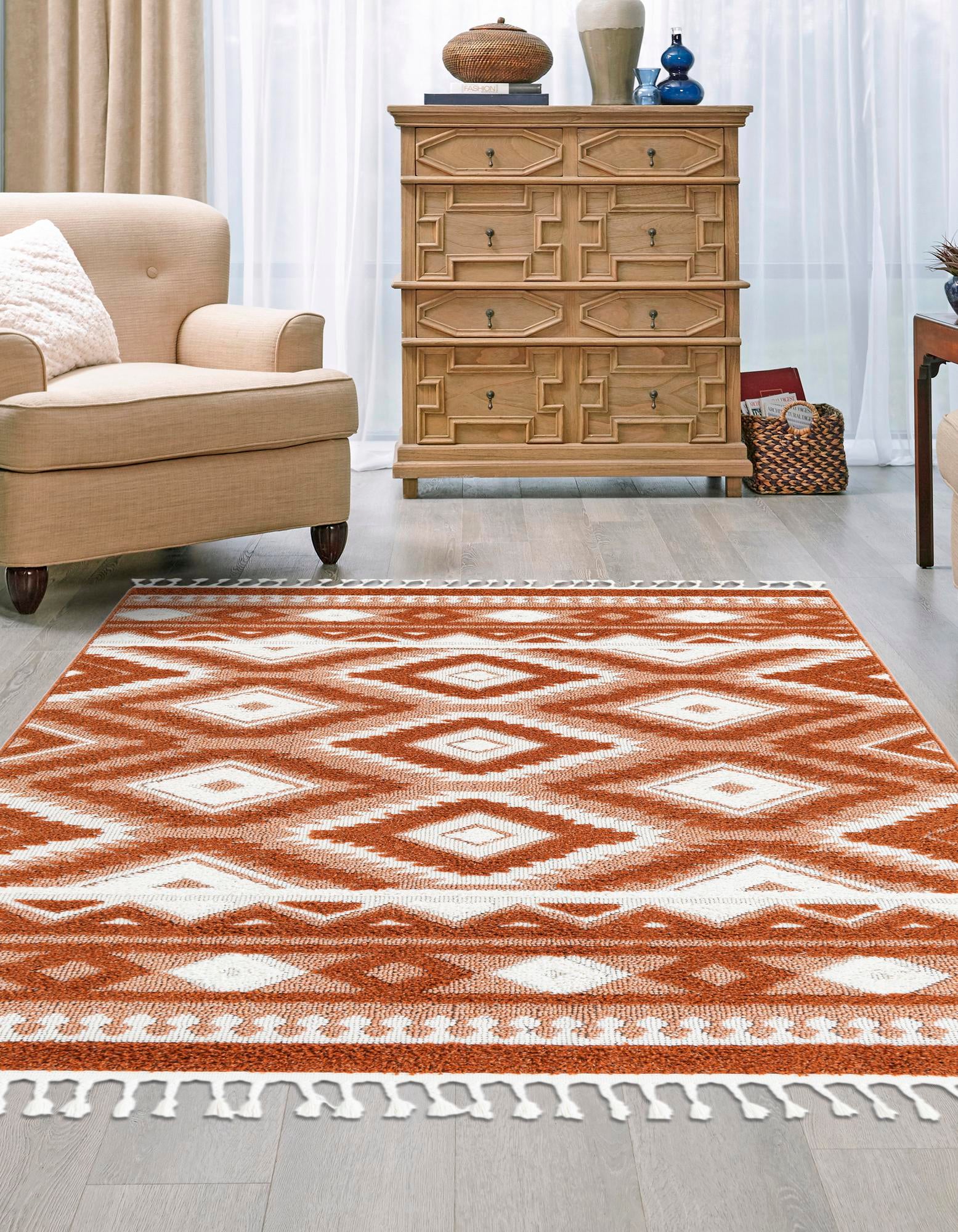 Rust Red 7' 10 x 10' Boho Rug | Rugs.com