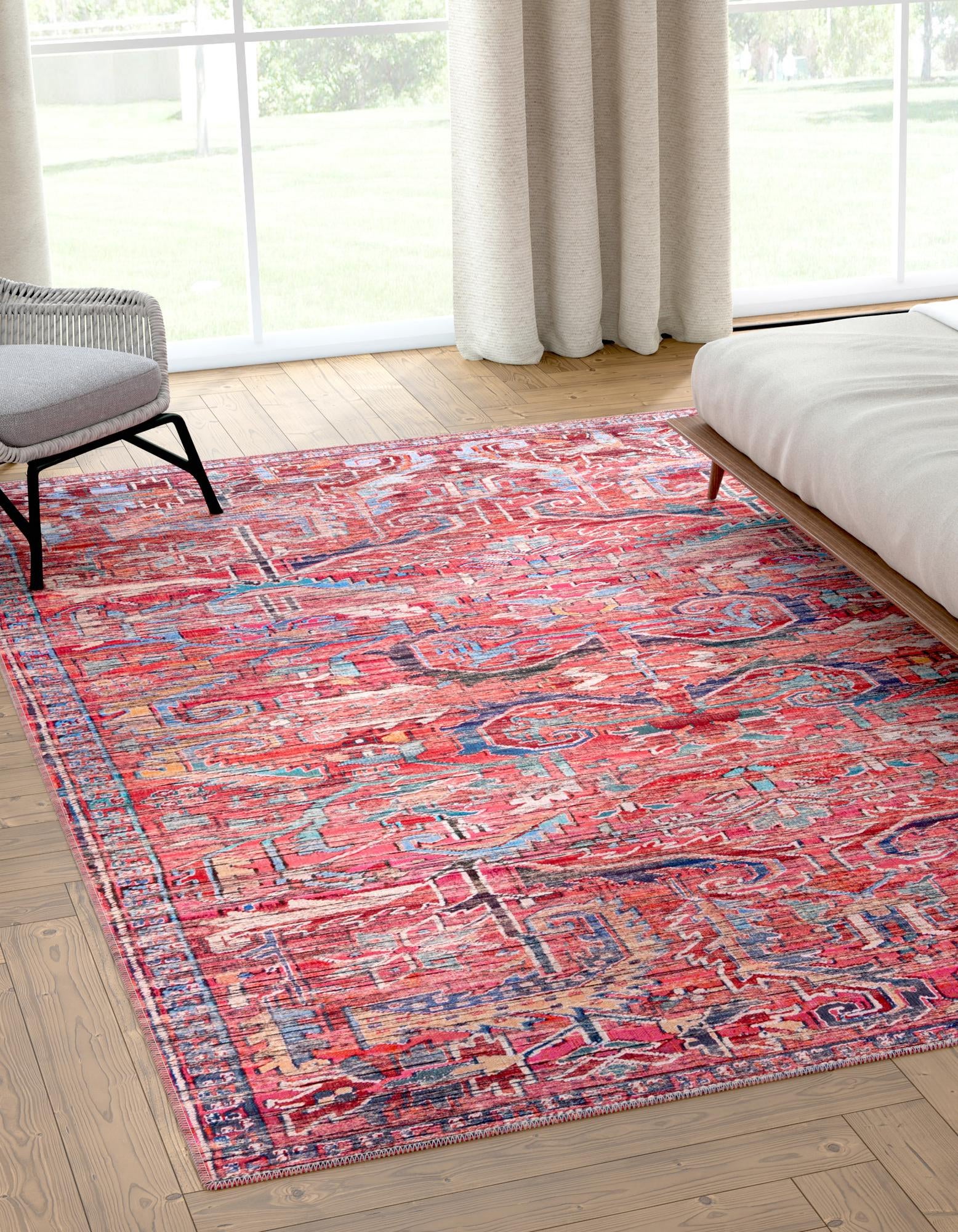 Rust Red 6' x 9' Washable Maahru Rug | Rugs.com