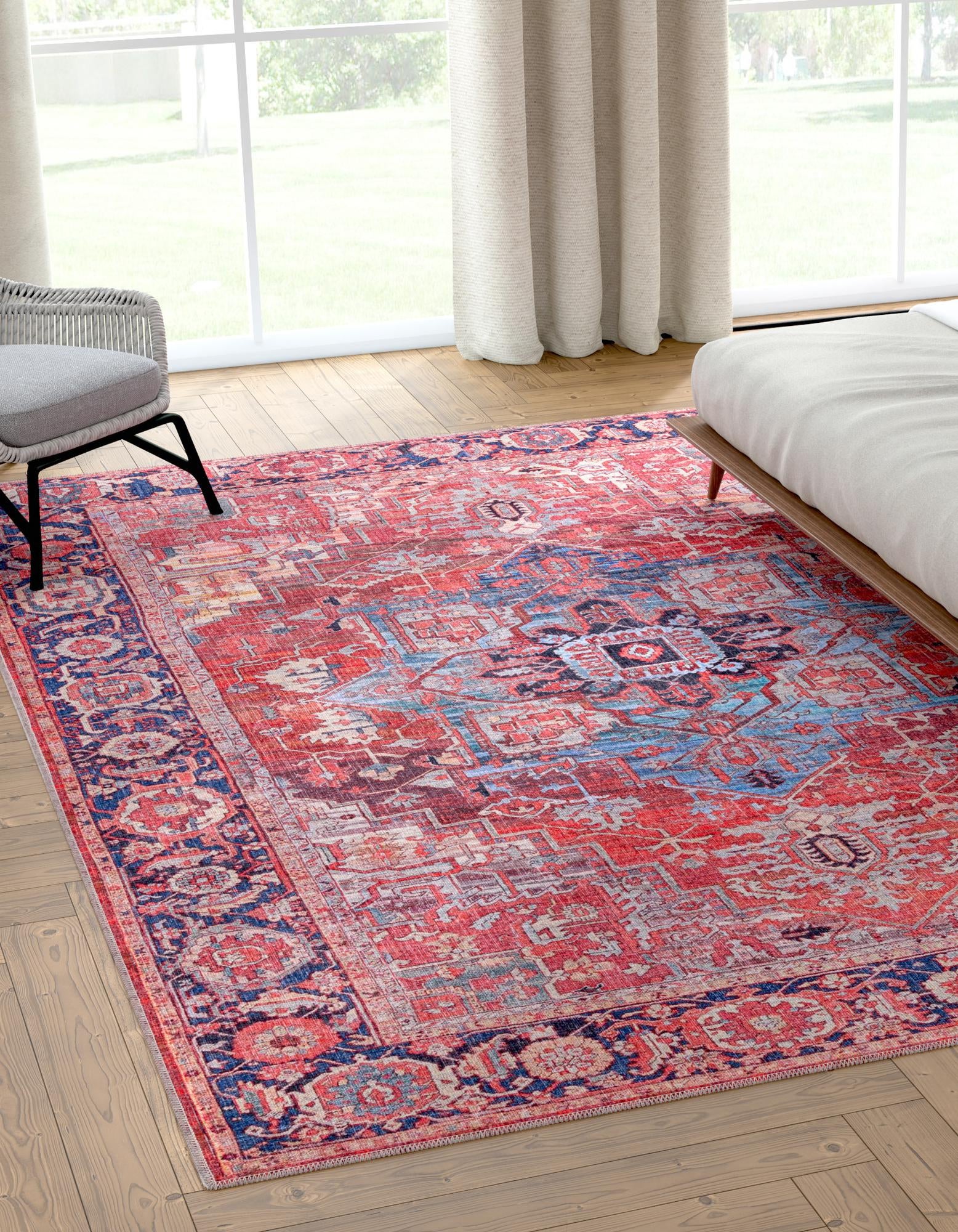 Rust Red 5' 3 x 8' Washable Maahru Rug | Rugs.com
