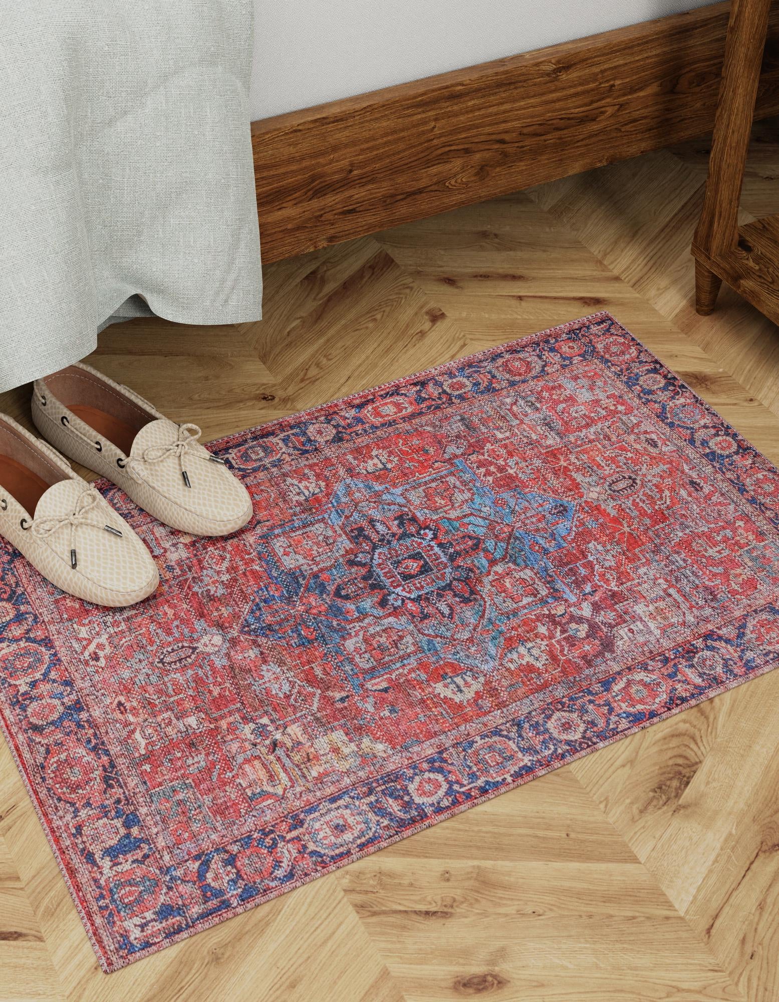 Rust Red 6' x 9' Washable Maahru Rug | Rugs.com