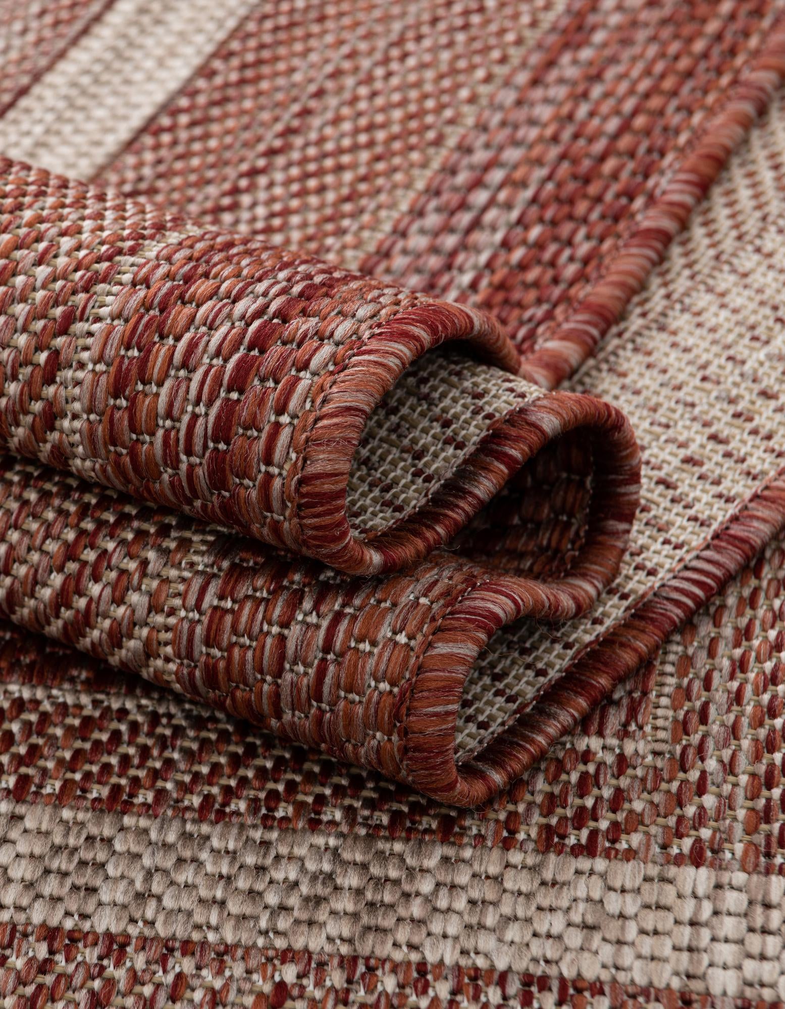 Rust Red 7' 10 x 11' 4 Border Indoor / Outdoor Rug | Rugs.com
