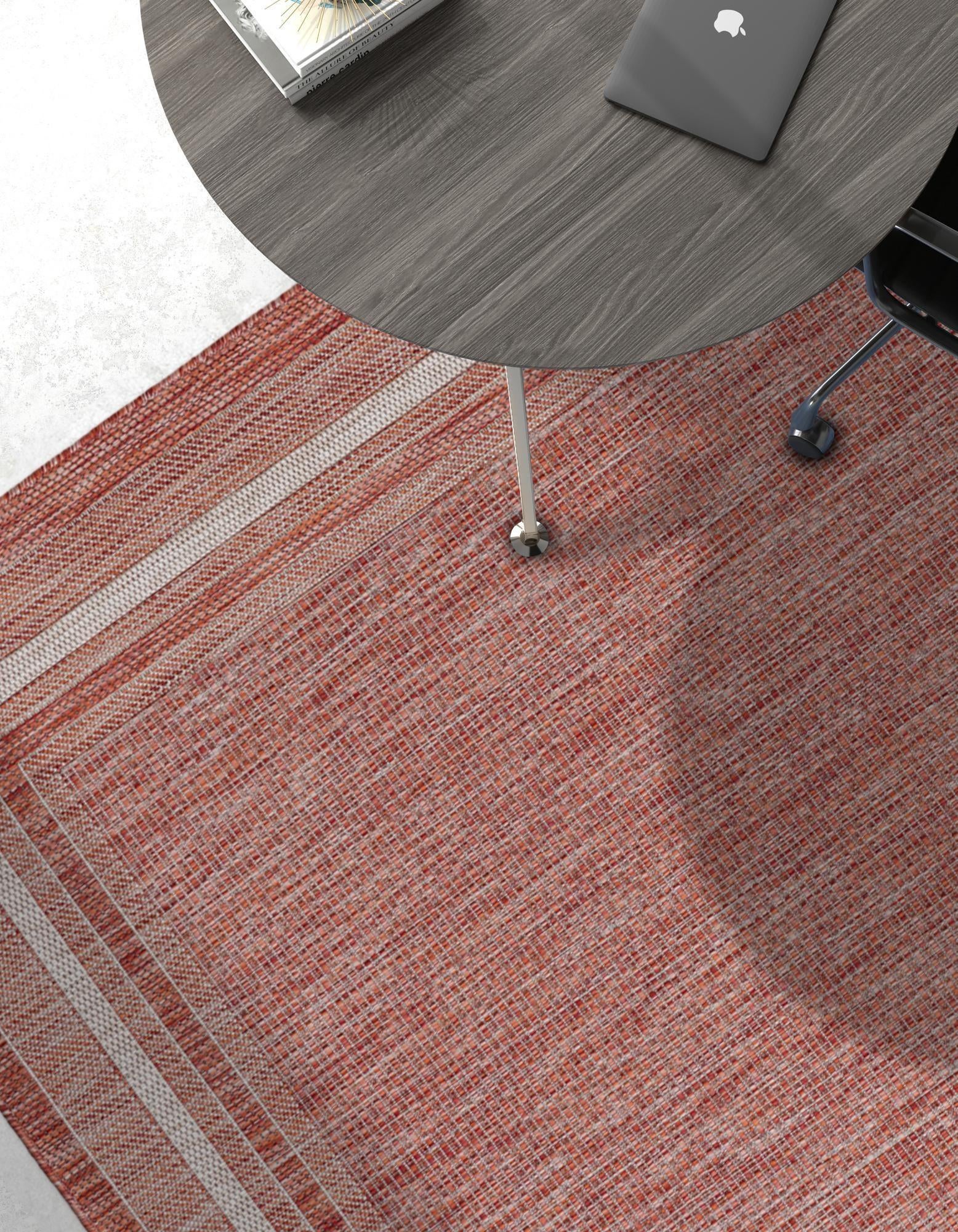 Rust Red 7' 10 x 11' 4 Border Indoor / Outdoor Rug | Rugs.com