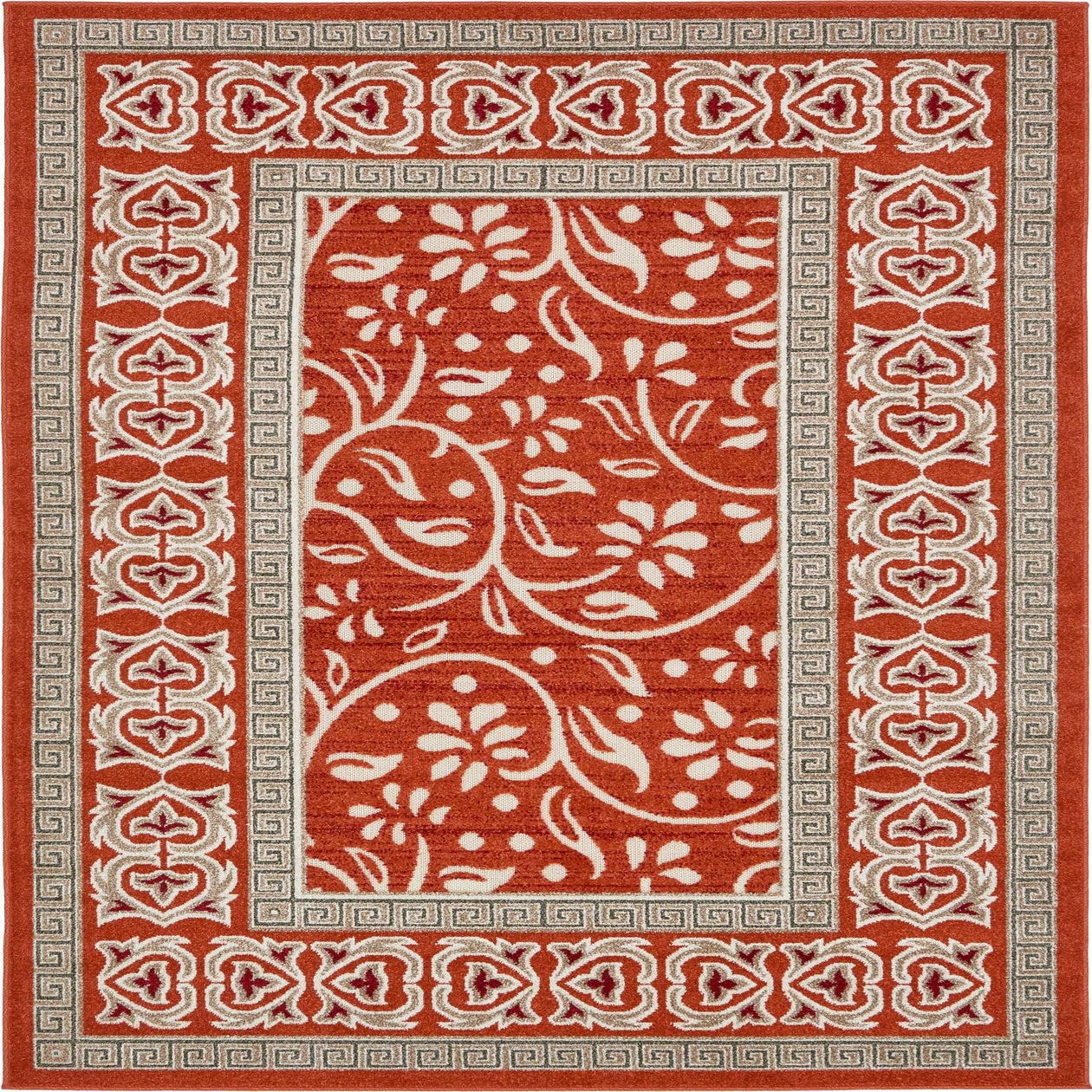 Rust Red 5' x 8' Botanical Indoor / Outdoor Rug | Rugs.com